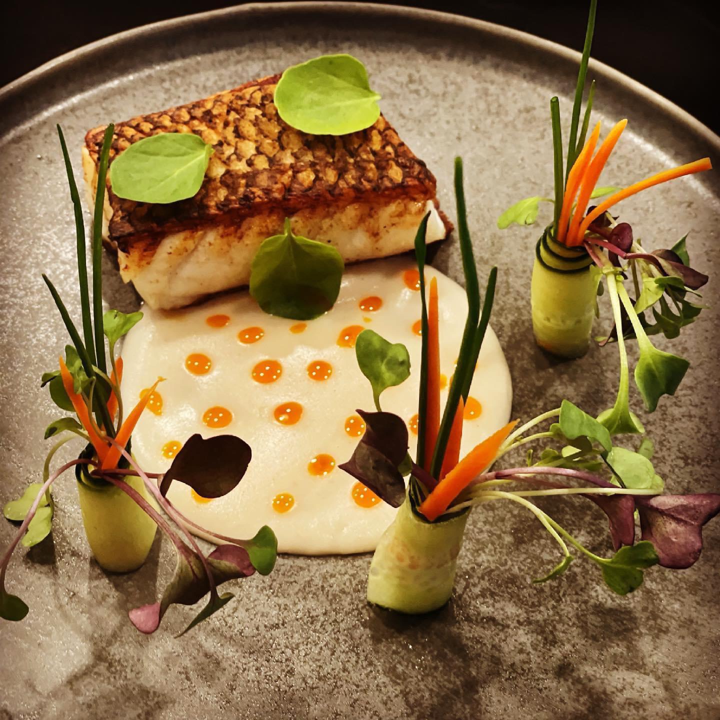 Made Sea Bass For Date Night Tonight Pan Seared With Coconut Sauce And Fresh Spring Rolls