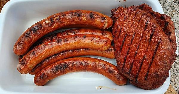 German Cheese Wieners and Club Steak - Dining and Cooking