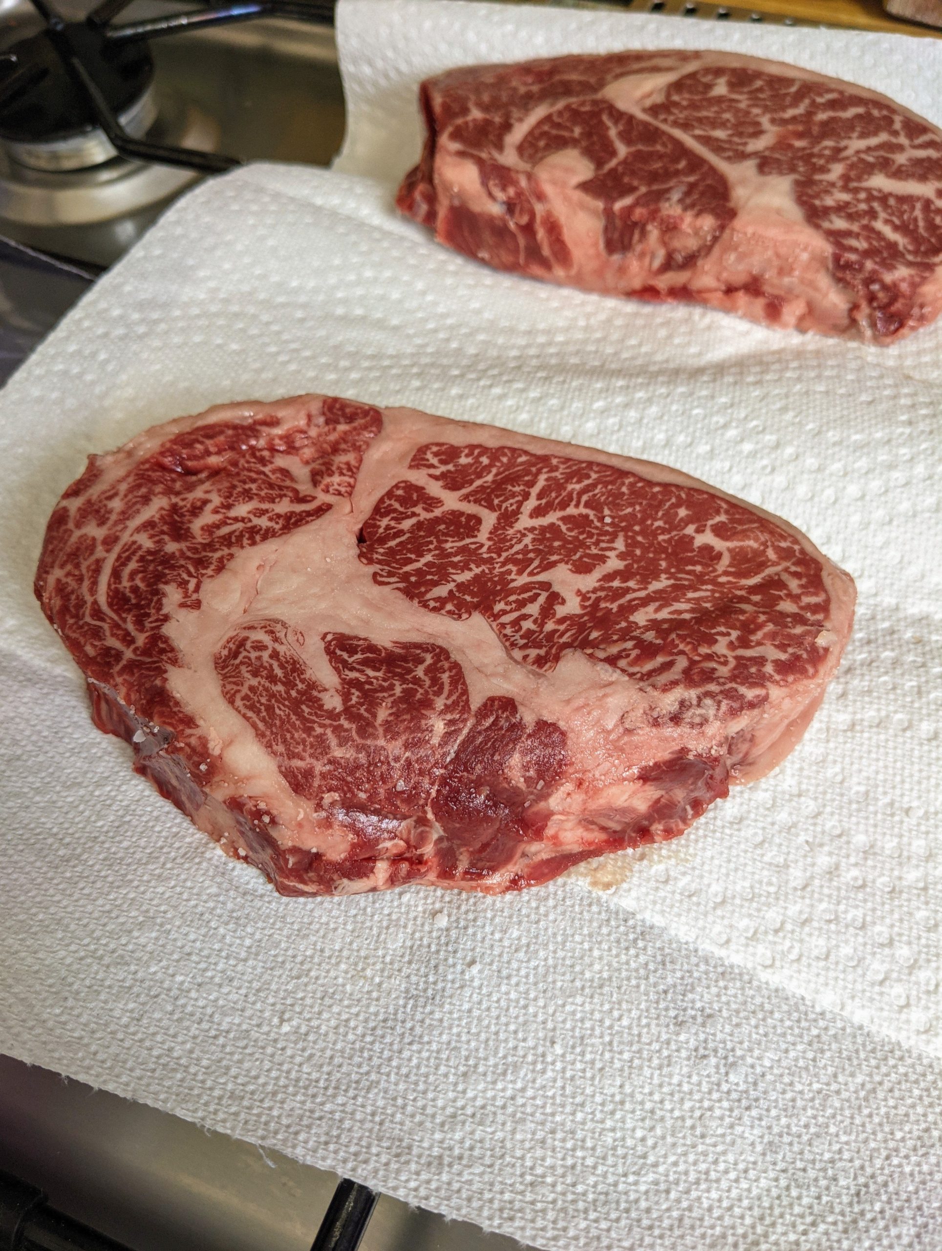 Snake River Farms Wagyu Ribeye, before and after - Dining and Cooking