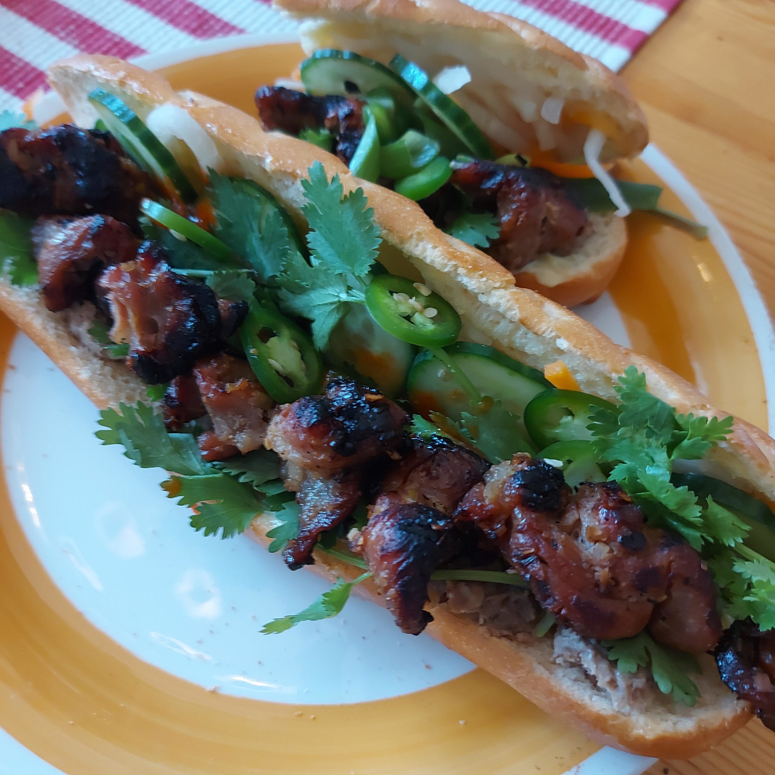 I did from scratch grilled pork banh mi (I even grew the chili from ...