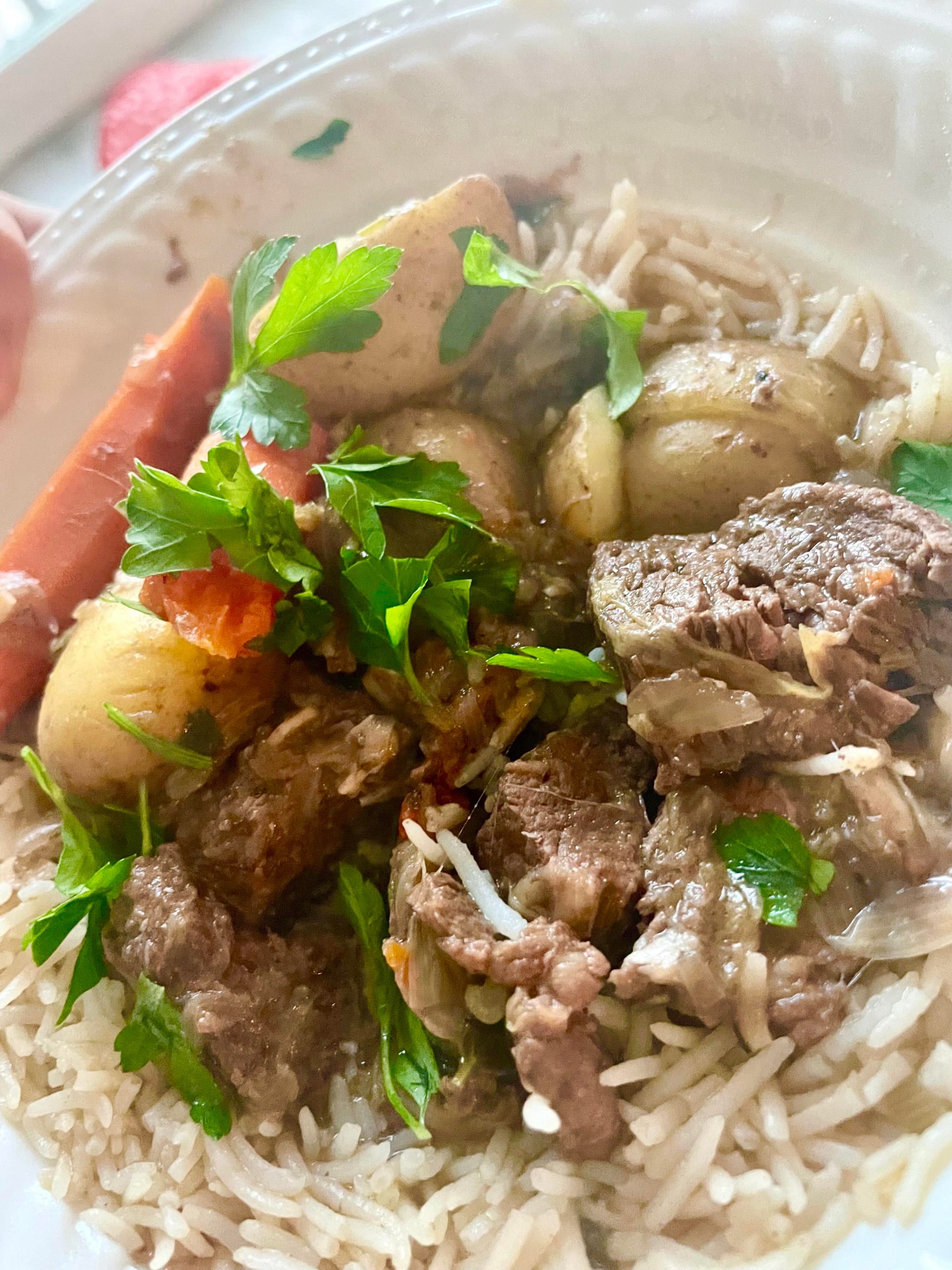 My classic beef stew with buttered parsley basmati rice. - Dining and ...