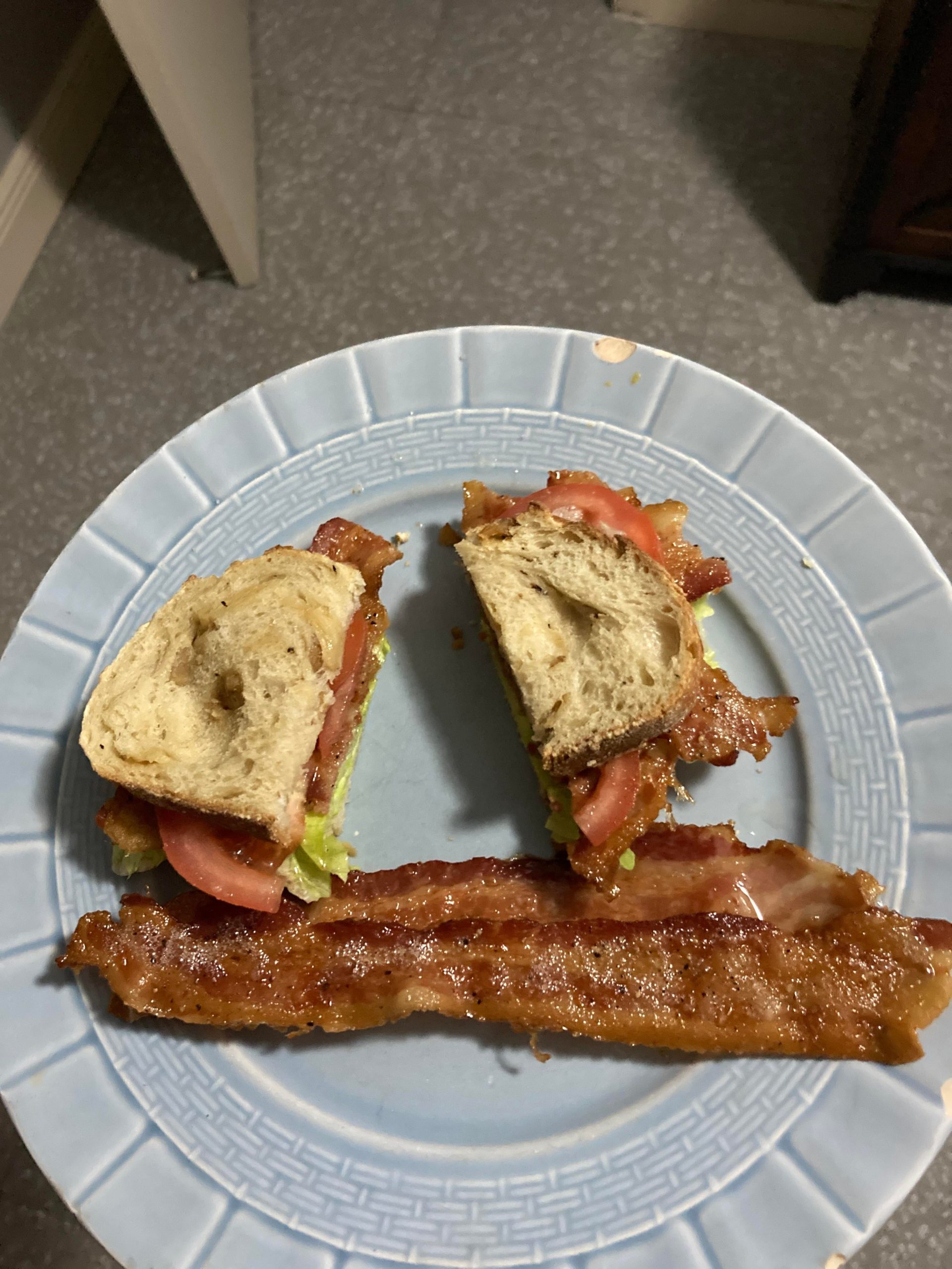 BLT on Tuscan style roasted garlic bread - Dining and Cooking
