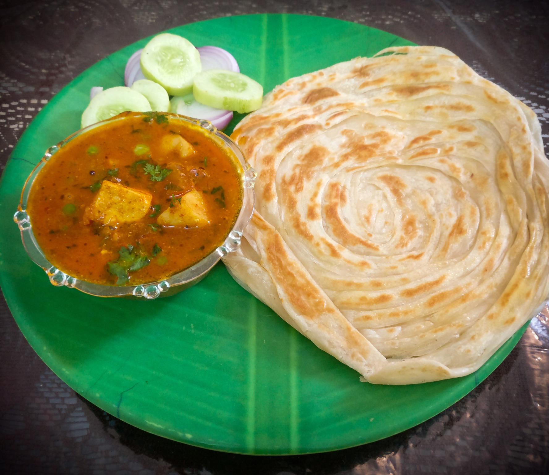 Laccha paratha & Alu Mutter Paneer - Dining and Cooking