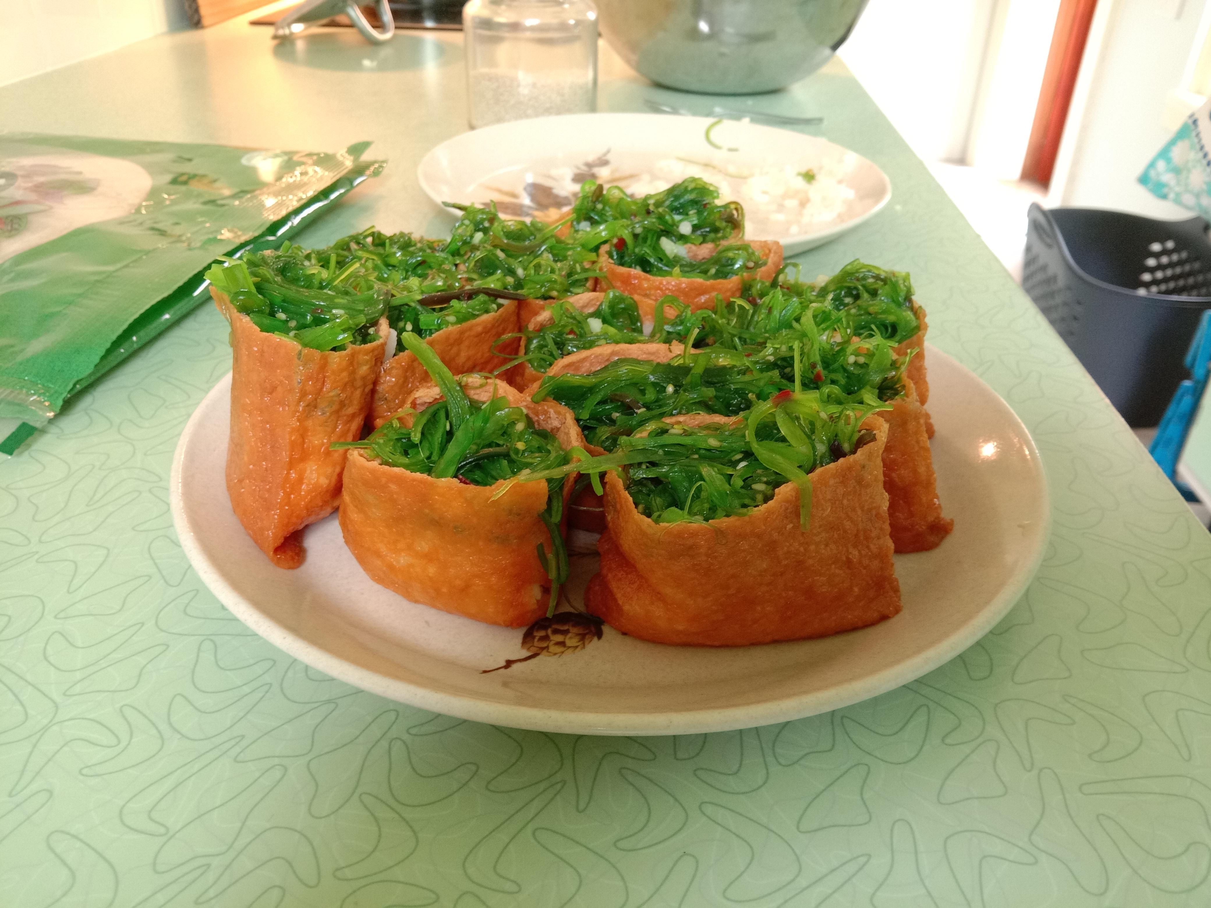 Cooked seaweed salad inari for my Japanese assignment today - Dining ...