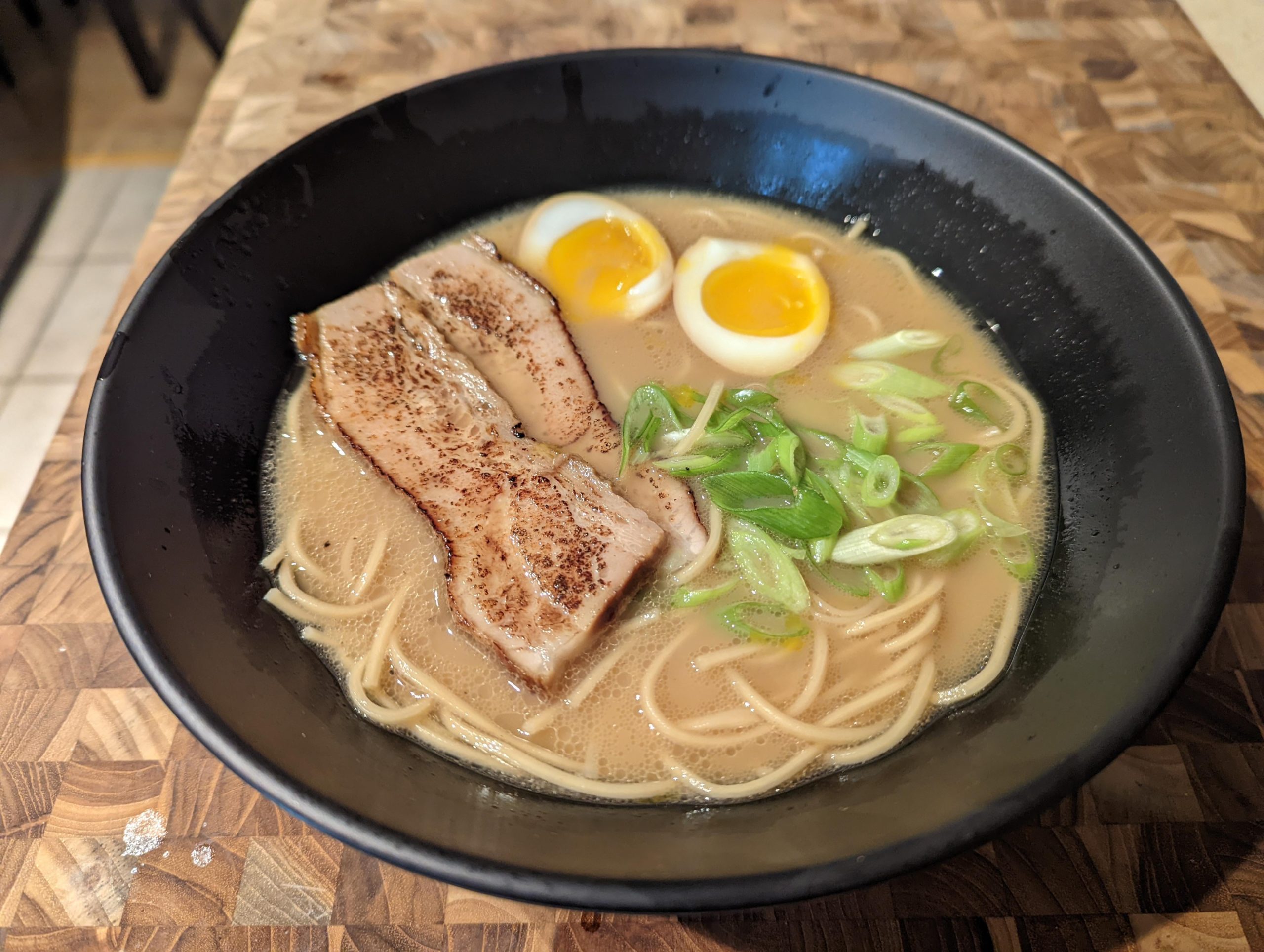 Tonkotsu Ramen with Aburi Chāshū, Ajitama, and Scallions - Dining and ...