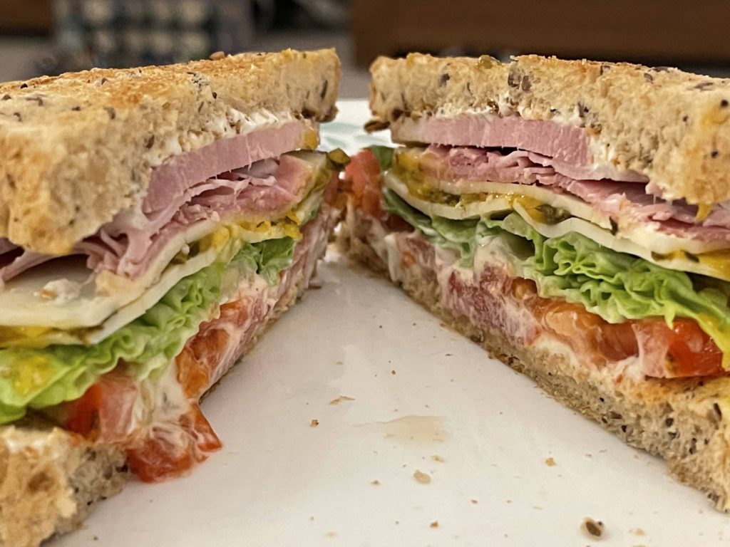 Thick cut glazed Wiltshire ham, wafer thin gran cotto Italian ham ...