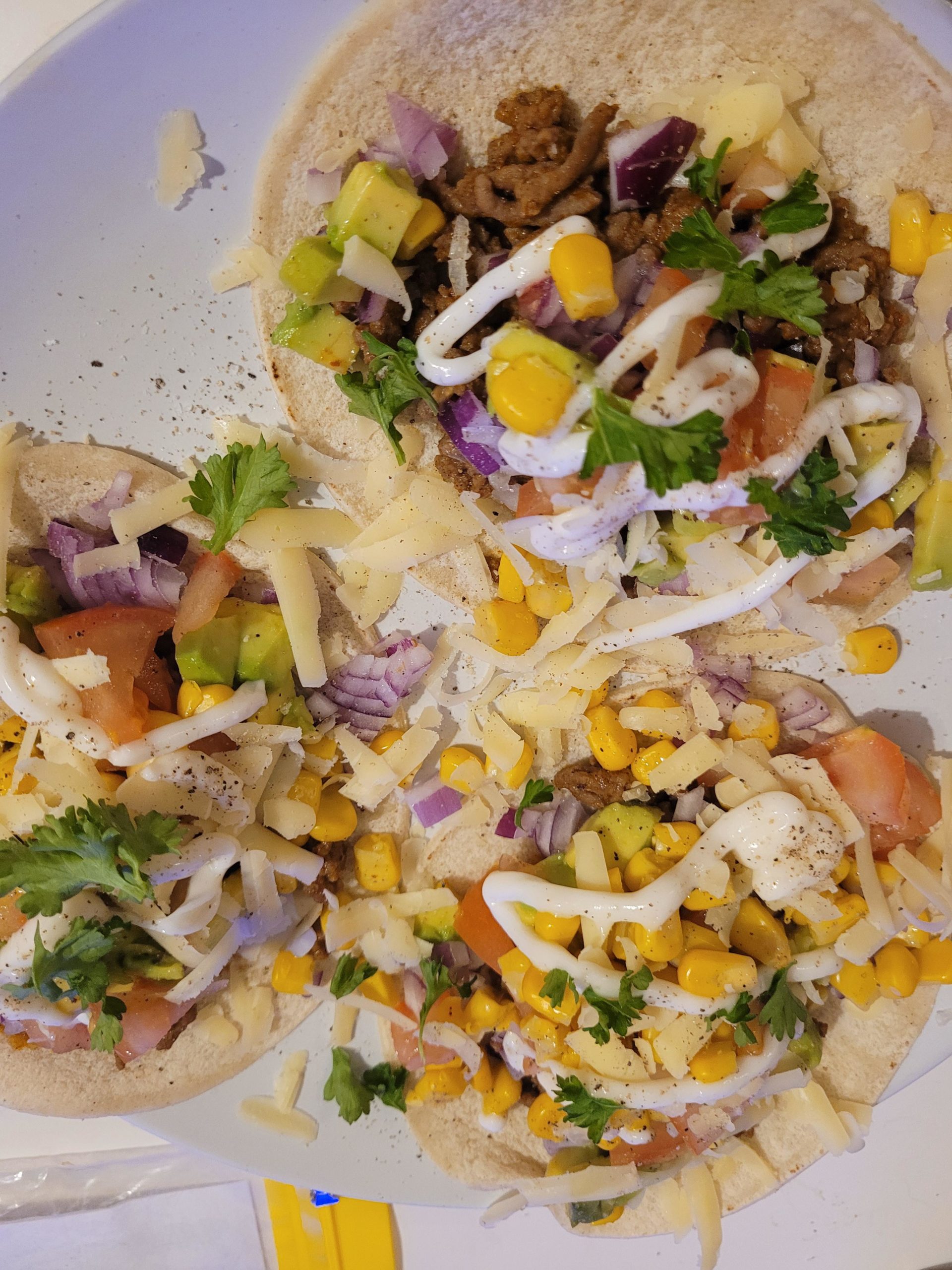 Tacos using 5% fat mince - 507kcal - very satisfying and filling dinner ...