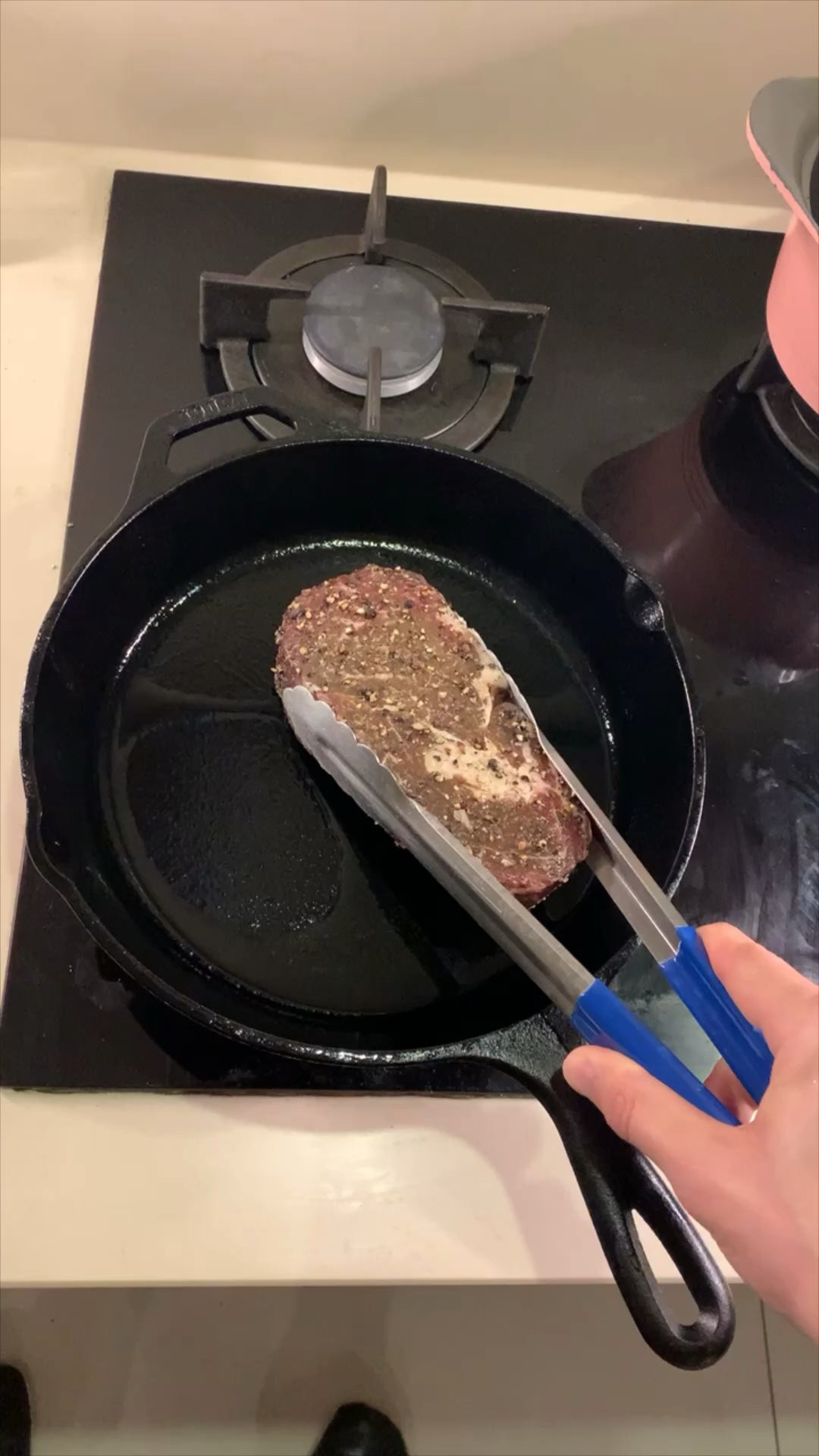 Dry aged ribeye seared with avocado oil and butter basted. A little ...