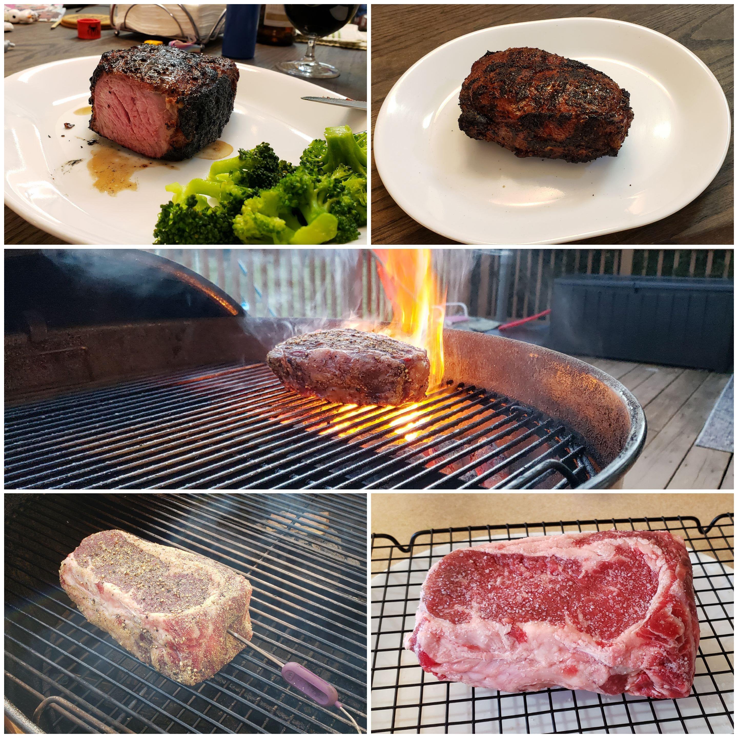 Reverse seared 2 1/2 inch thick ribeye. Cooked at 235 degrees, pulled ...