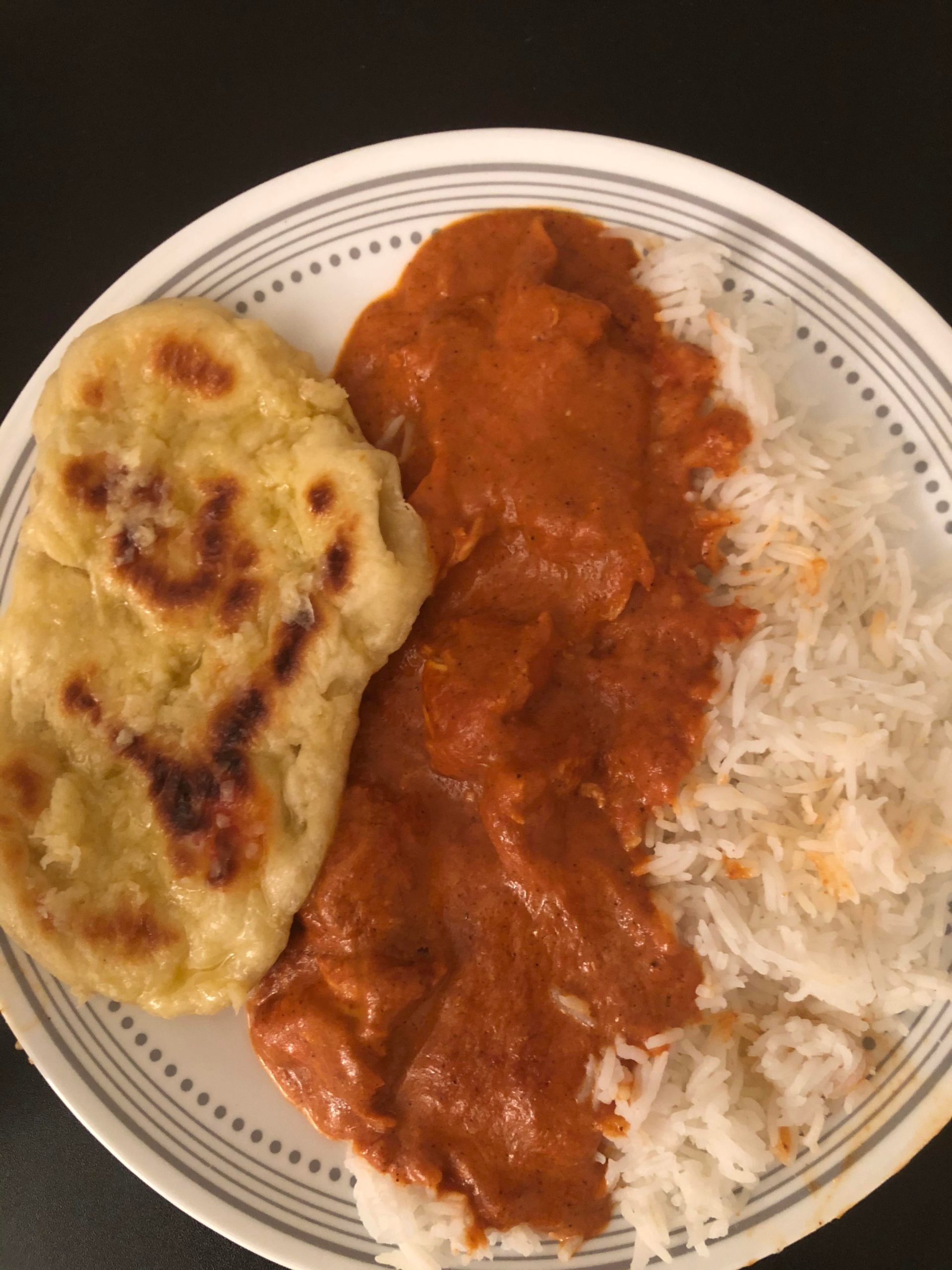Homemade Butter Chicken with Basmati Rice and Hot Garlic Nun - Dining ...