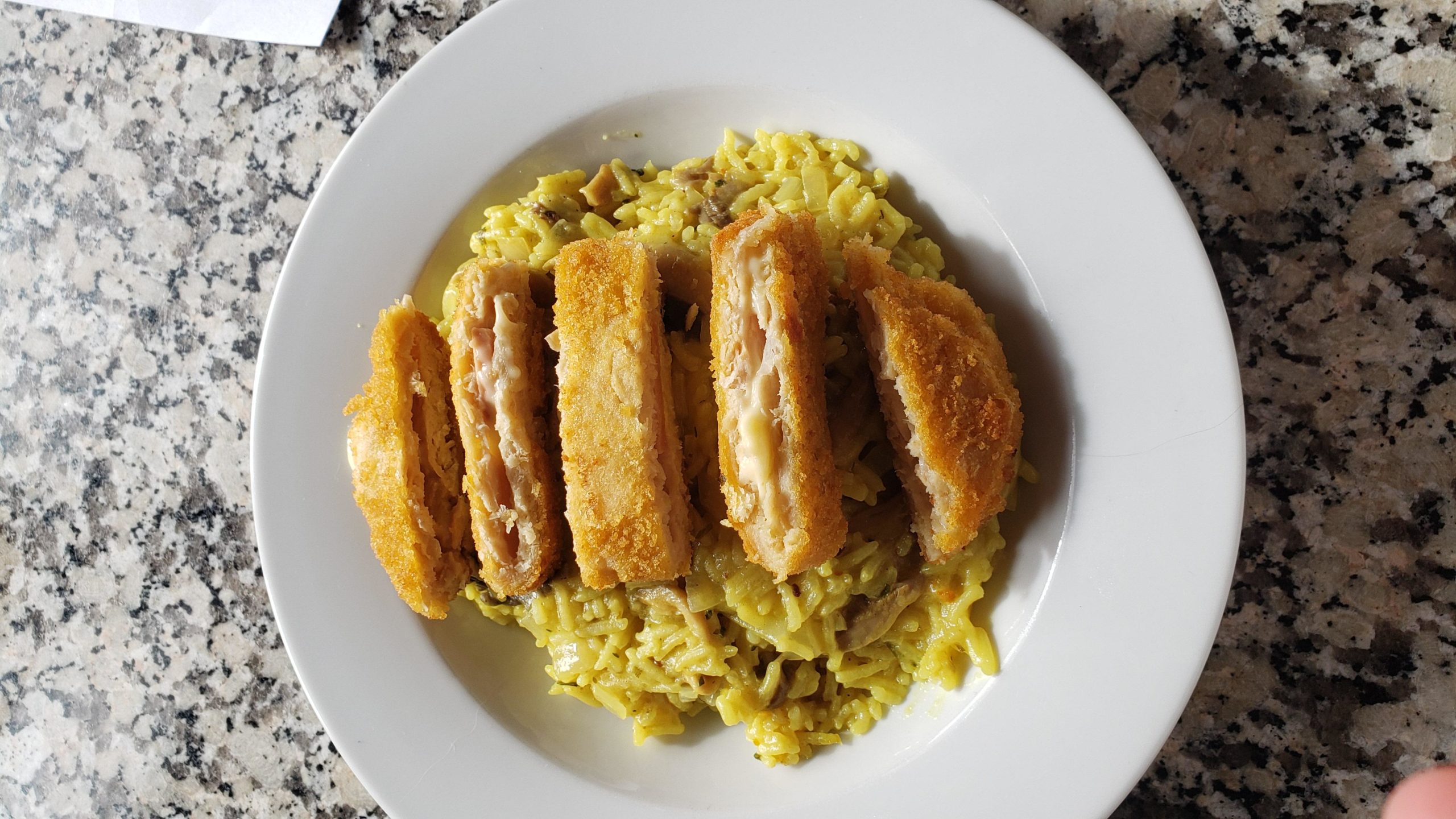 Vegan Cordon bleu with creamy mushroom rice - Dining and Cooking