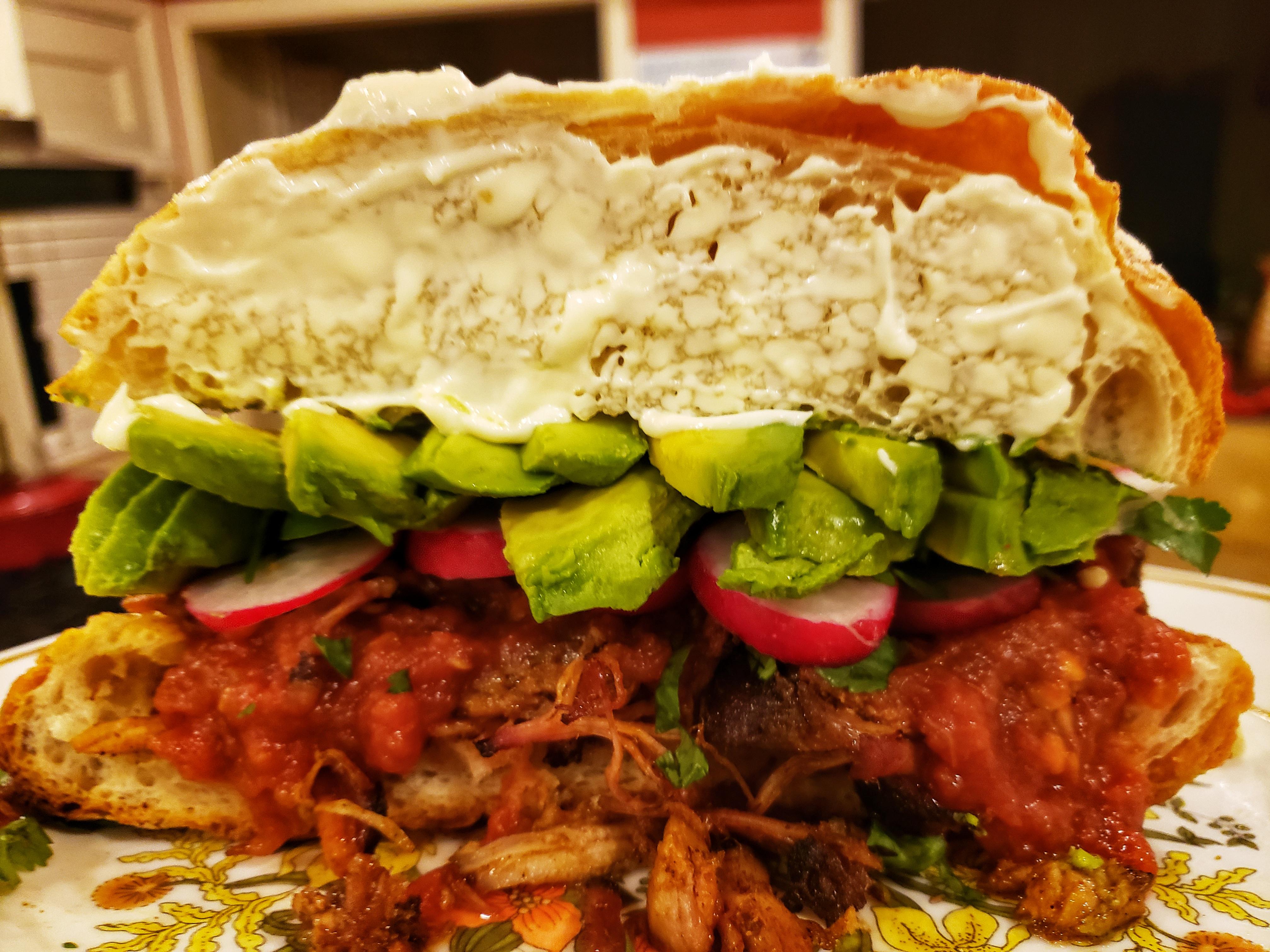 Smoked Pork Carnitas Torta - Dining and Cooking