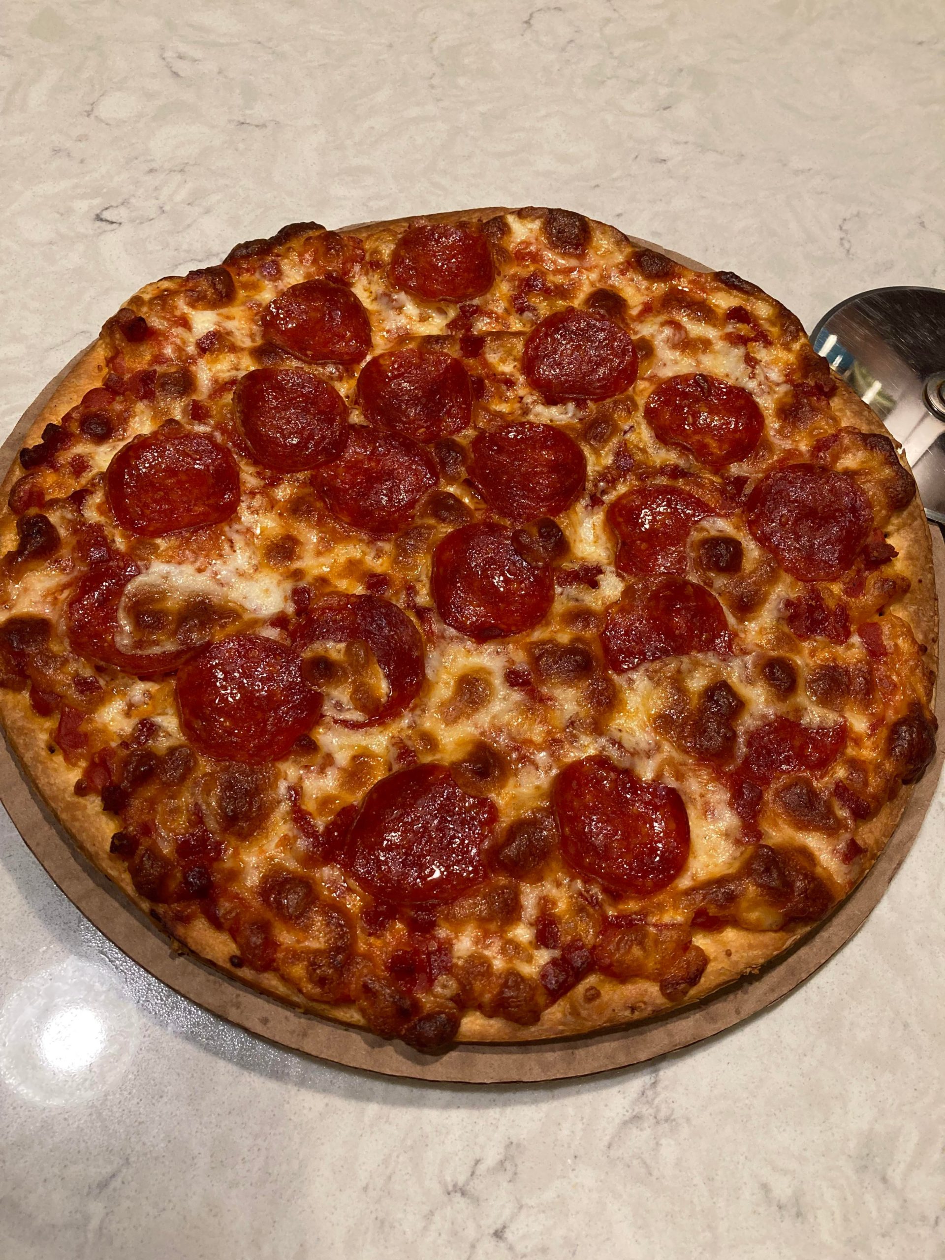 This is embarrassing to say here, but the Safeway Pizza turns out ...