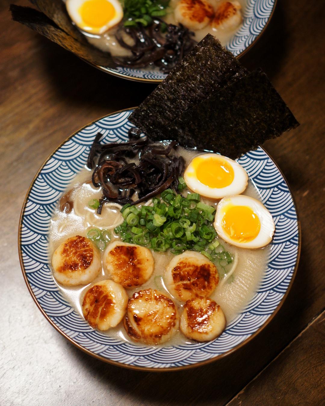 Tori paitan shoyu tare with scallops - Dining and Cooking