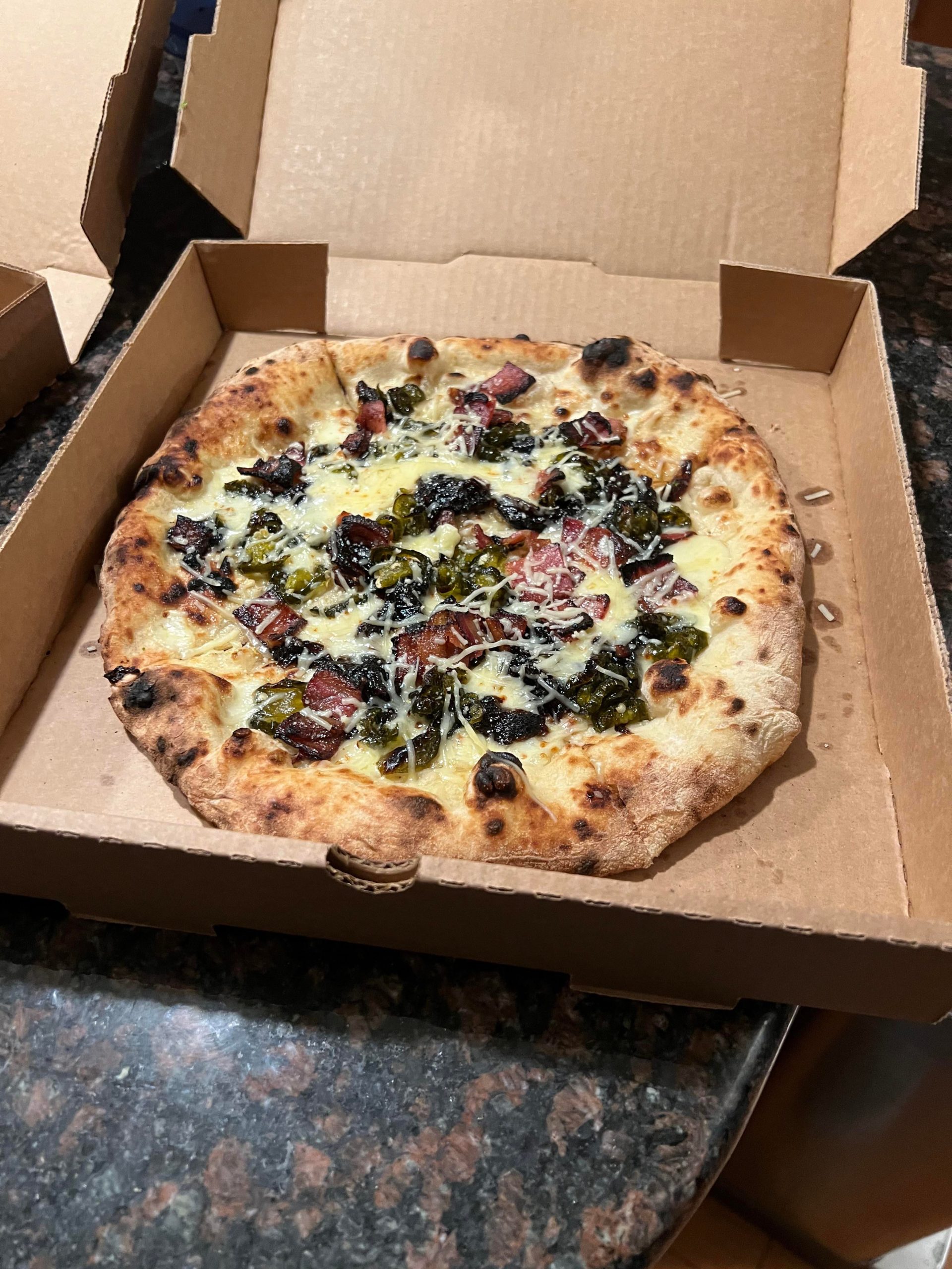 Hot Mess pizza from Frankly… Pizza! In Kensington, MD. It’s a white ...
