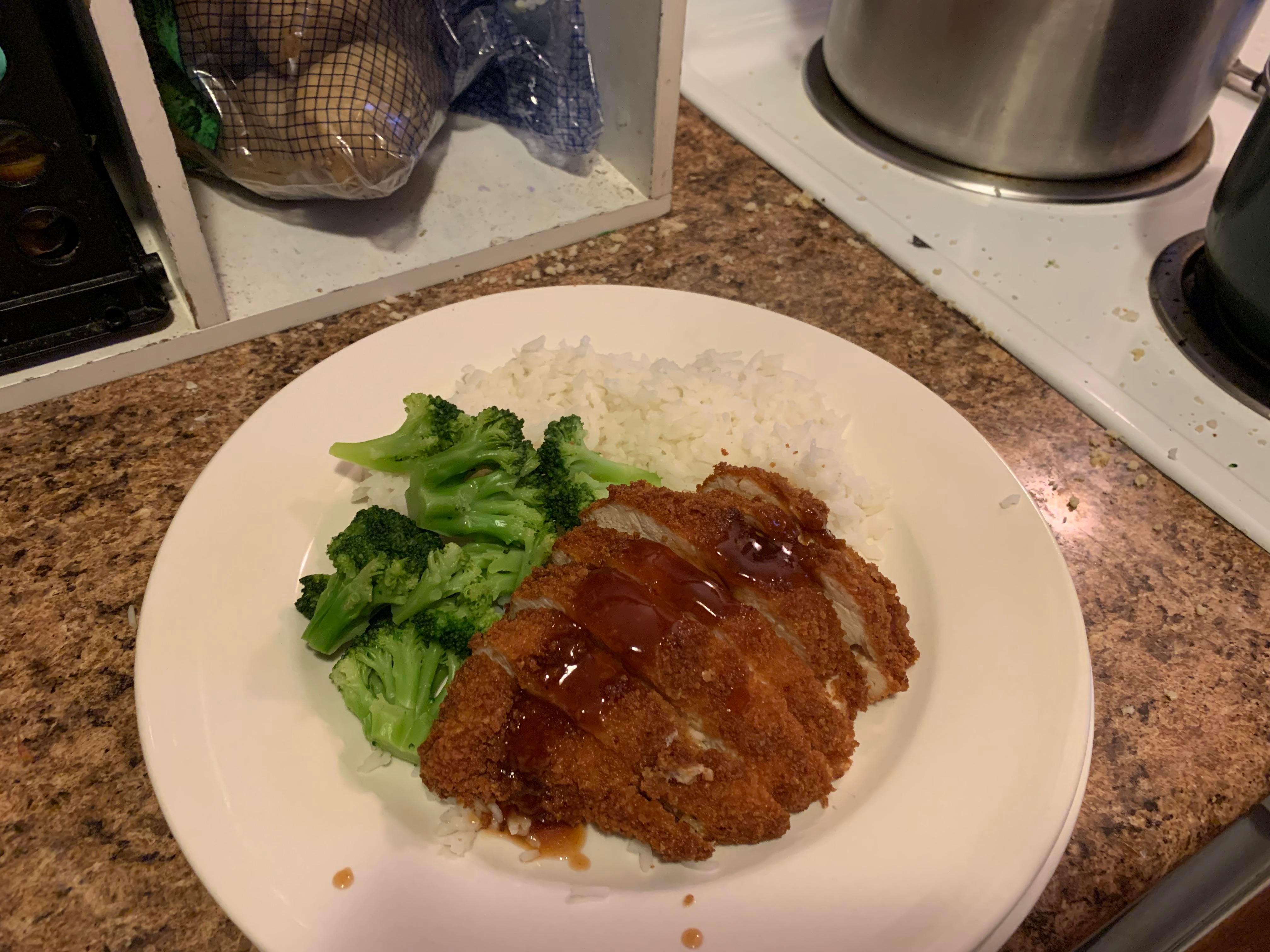 homemade chicken katsu with tonkatsu sauce - Dining and Cooking