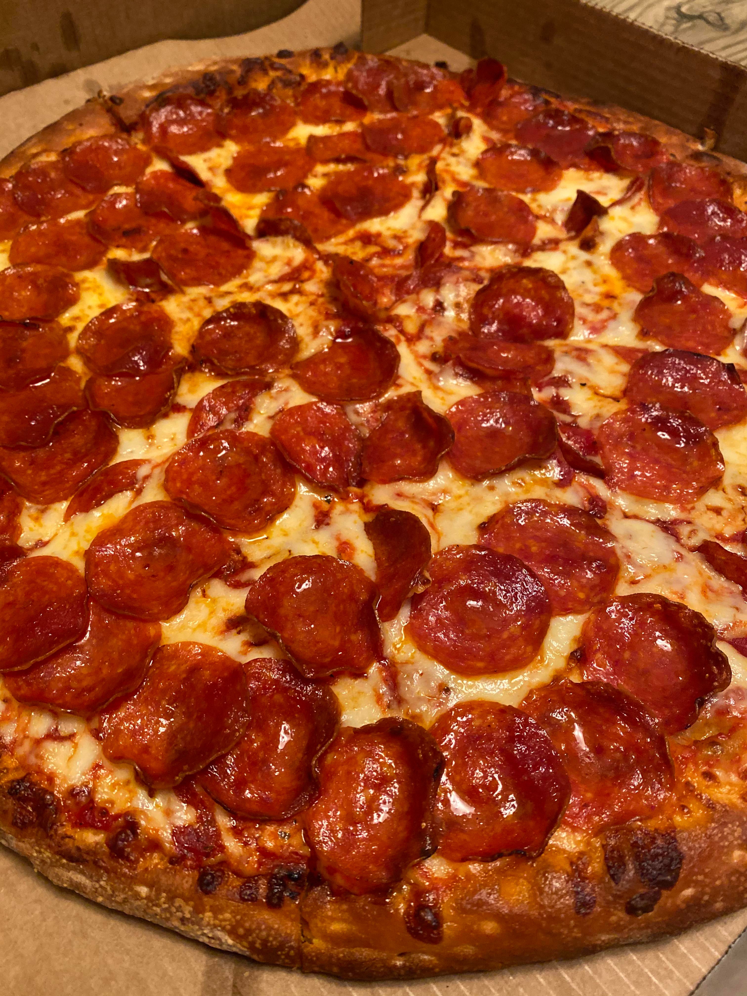 Double pepperoni from our local pizza place - Dining and Cooking