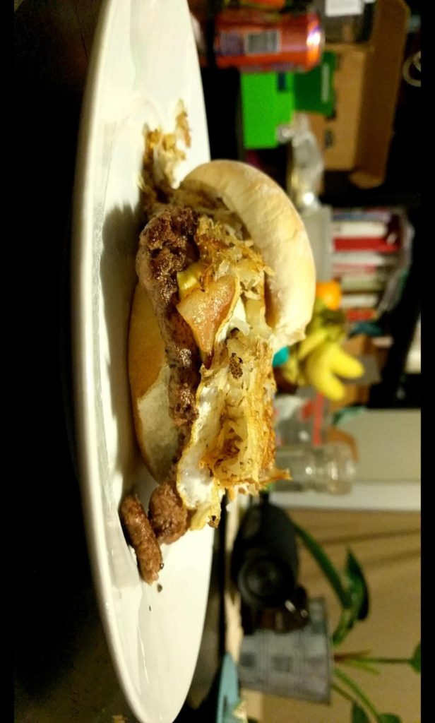 5oz smash, American, hash browns, bacon, egg, mayo, store bun - Dining ...