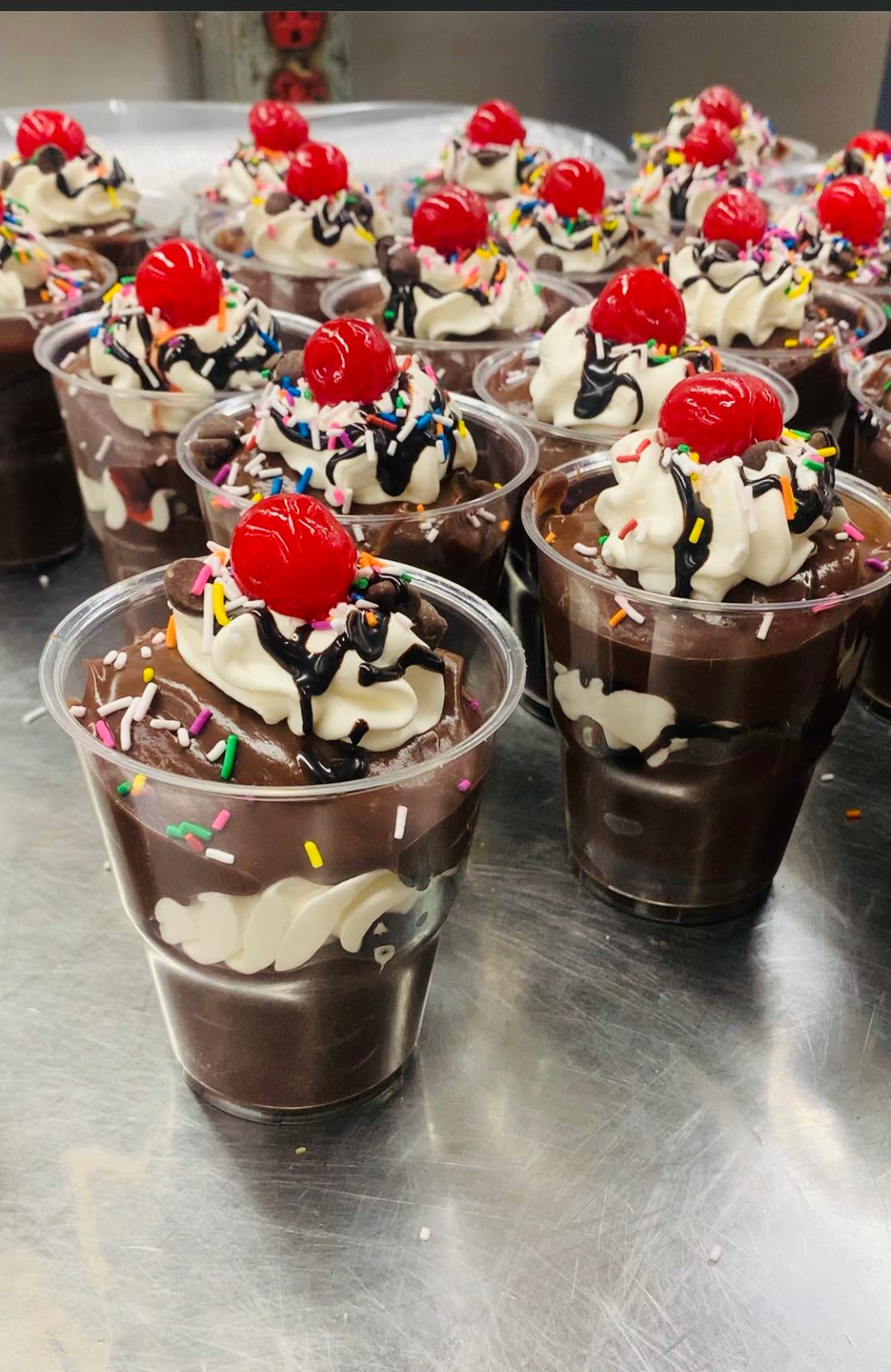 Hot fudge sundae inspired pudding parfaits I made at work - Dining and ...