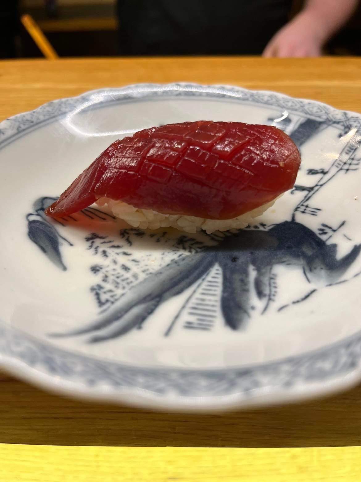 Aged akami, but this time I made little incisions and marinaded in ...
