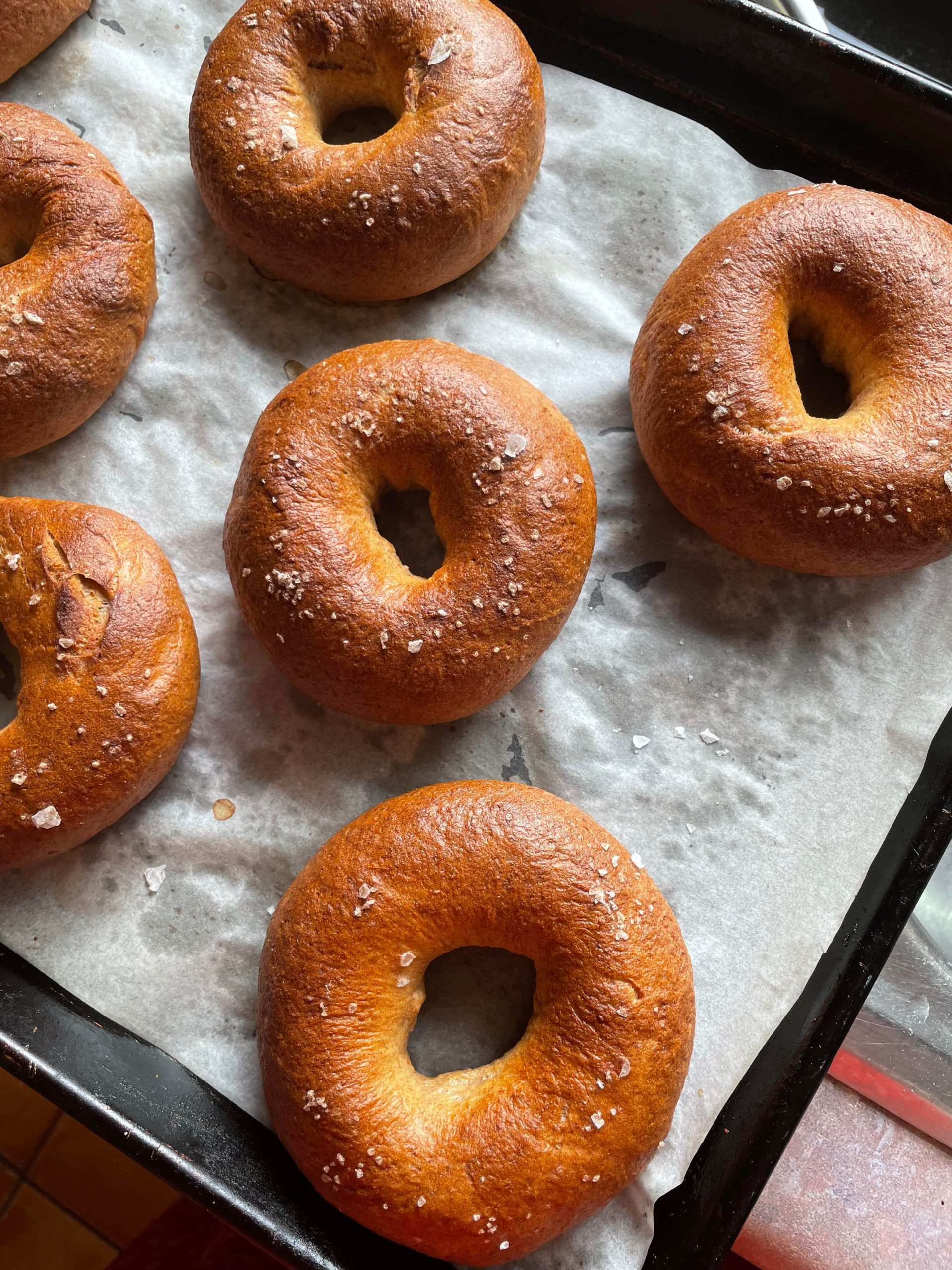 Sourdough bagels w Maldon salted tops. - Dining and Cooking