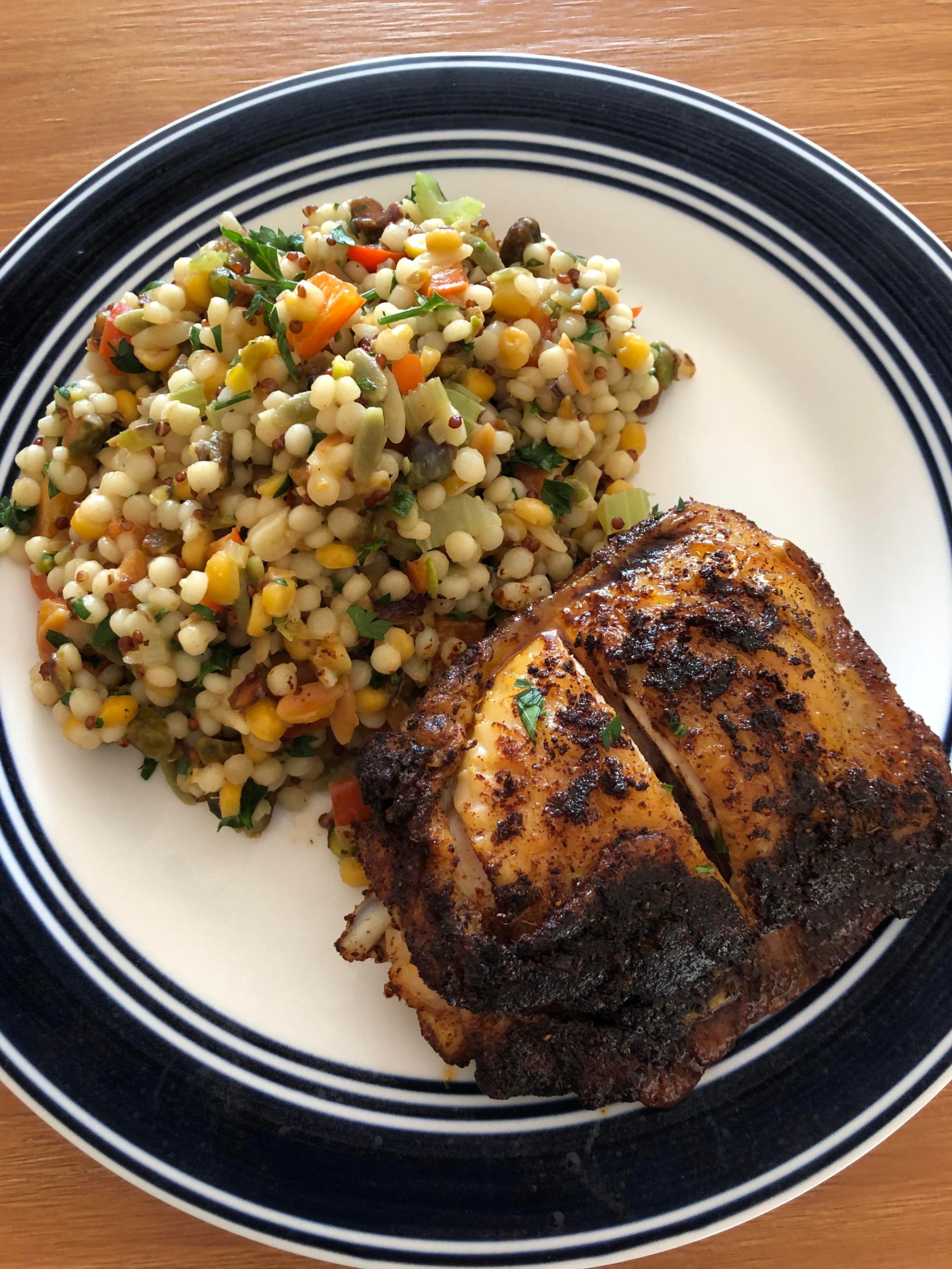 Chicken Thigh and an Israeli Couscous Lentilly Thingamajig with Dates ...