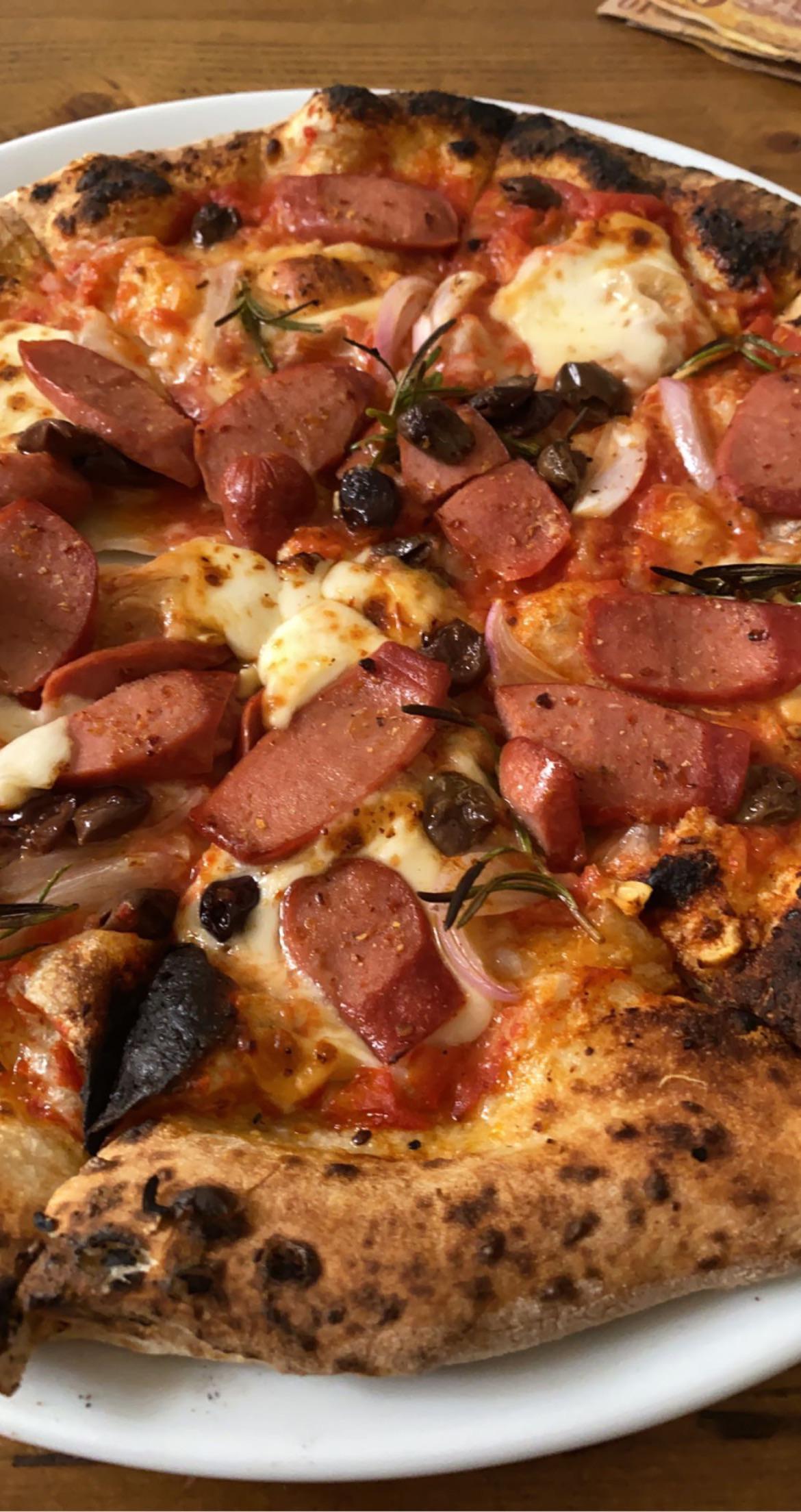 Random toppings off my fridge. Fontina + smoked scamorza cheese ...