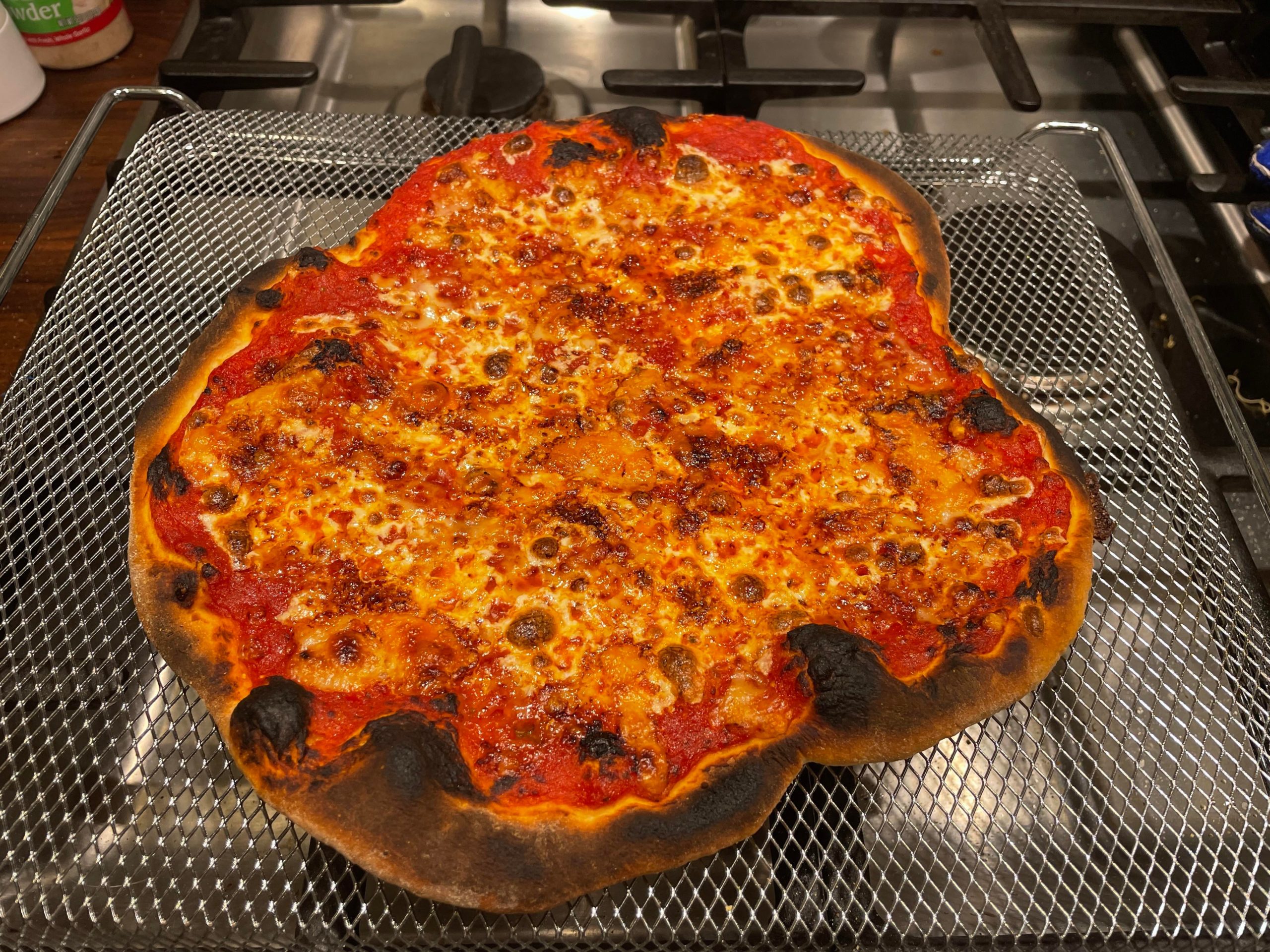 Home made thin crust with chili oil on top - Dining and Cooking