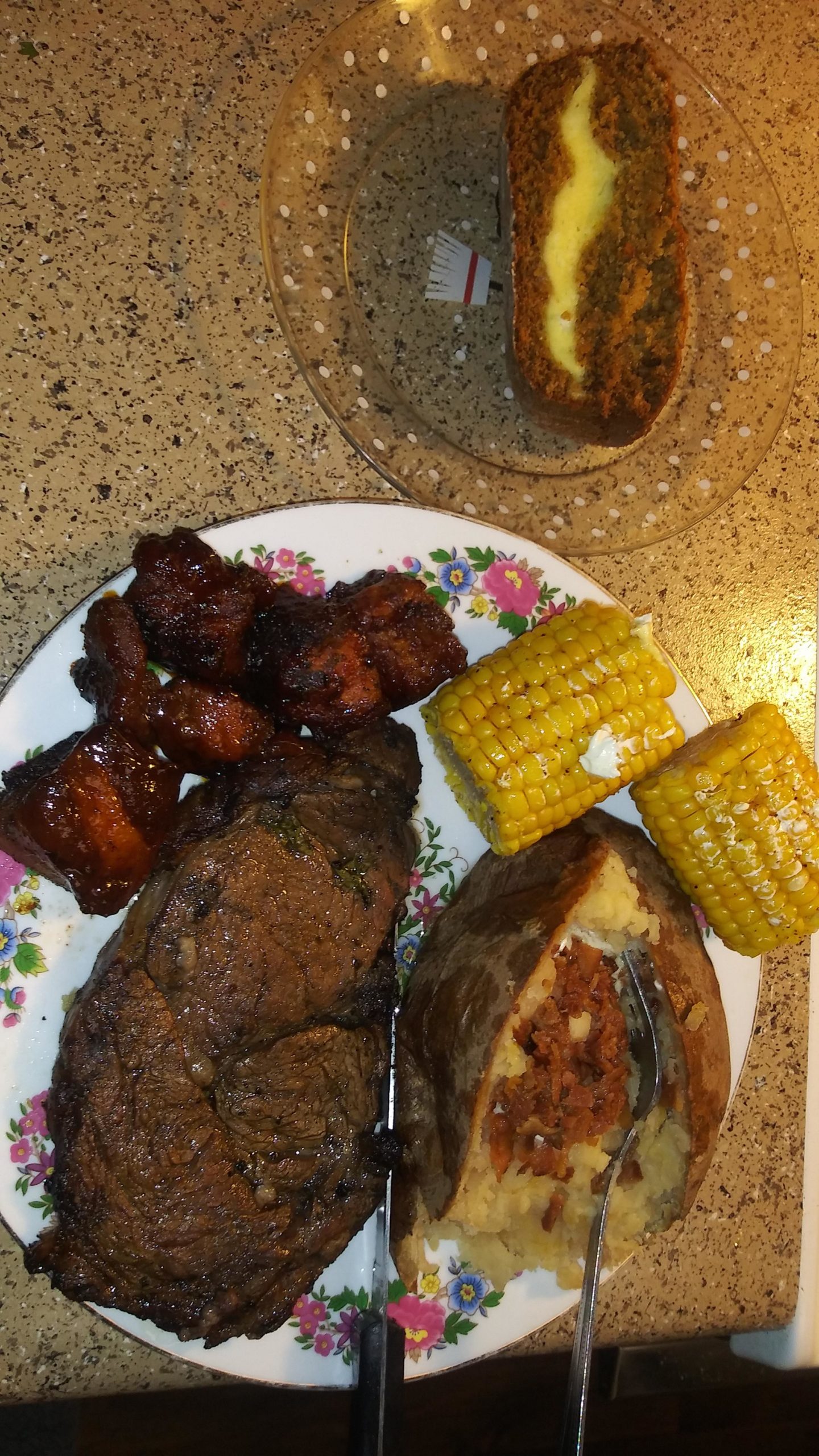 Grilled Ribeye smothered in smoke bone marrow, Pork Belly Burnt Ends ...