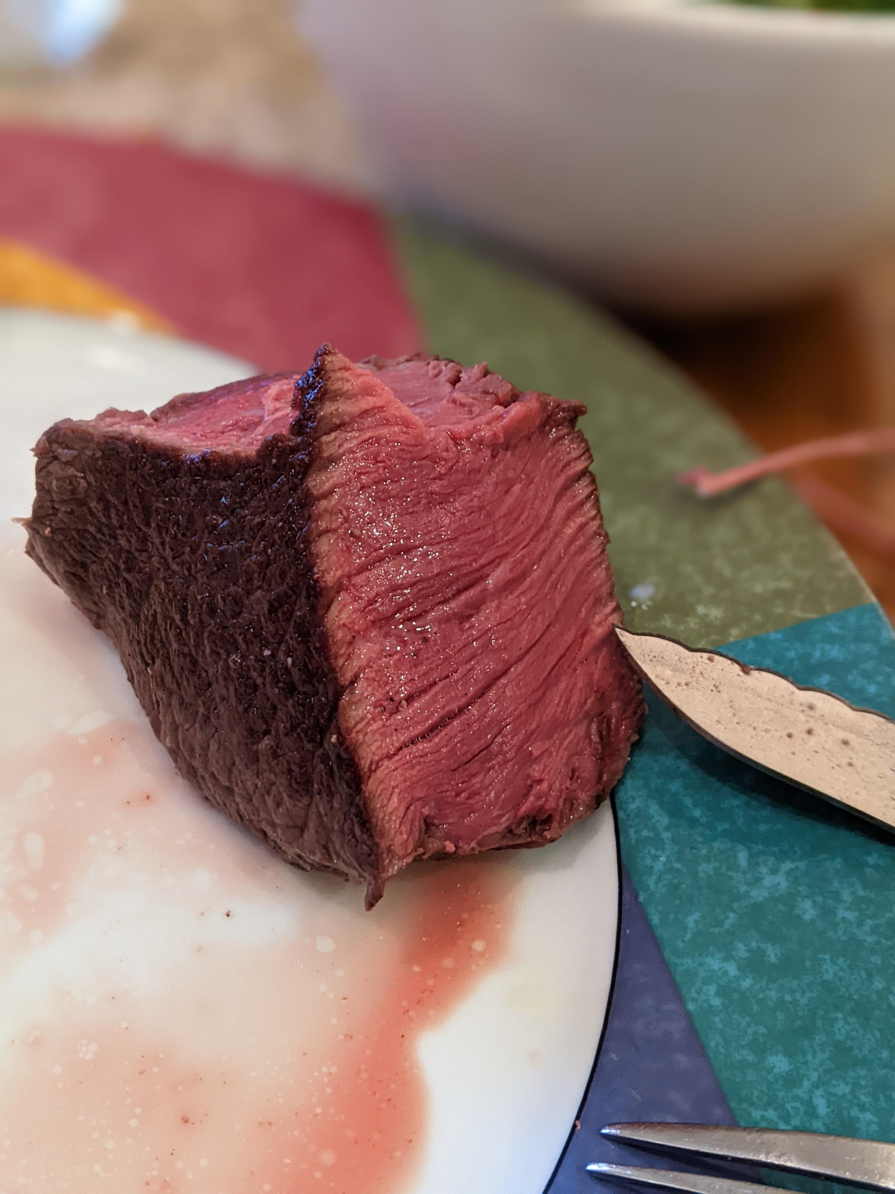 Sous vide Filet, 2 hours @ 126.5°, cast iron sear - Dining and Cooking