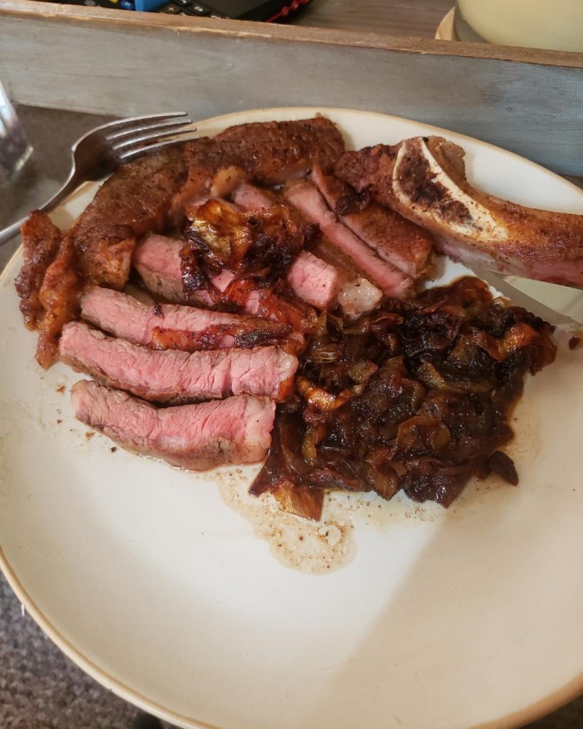 One bone in ribeye + One caramelized yellow onion = Joy - Dining and ...