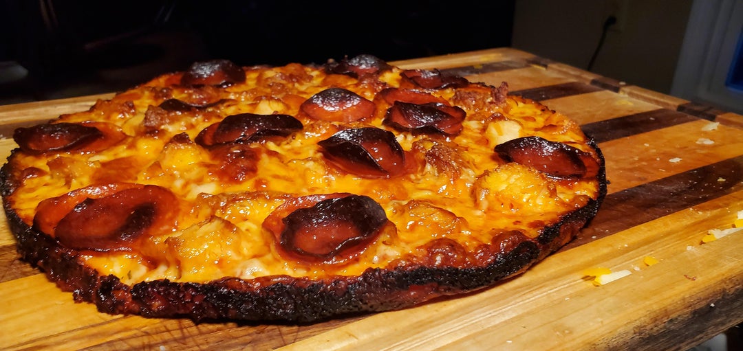 Buffalo chicken and well done pepperoni [South Shore Bar Pizza ...