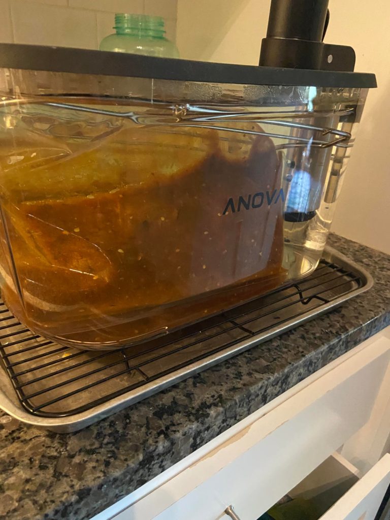 Birria tacos. 185°F for 24 hours beef chuck roast. Shredded the beef ...