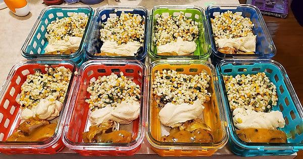 Orange Chicken Thighs with Hummus and Tri-Color Couscous Tabouli Salad ...