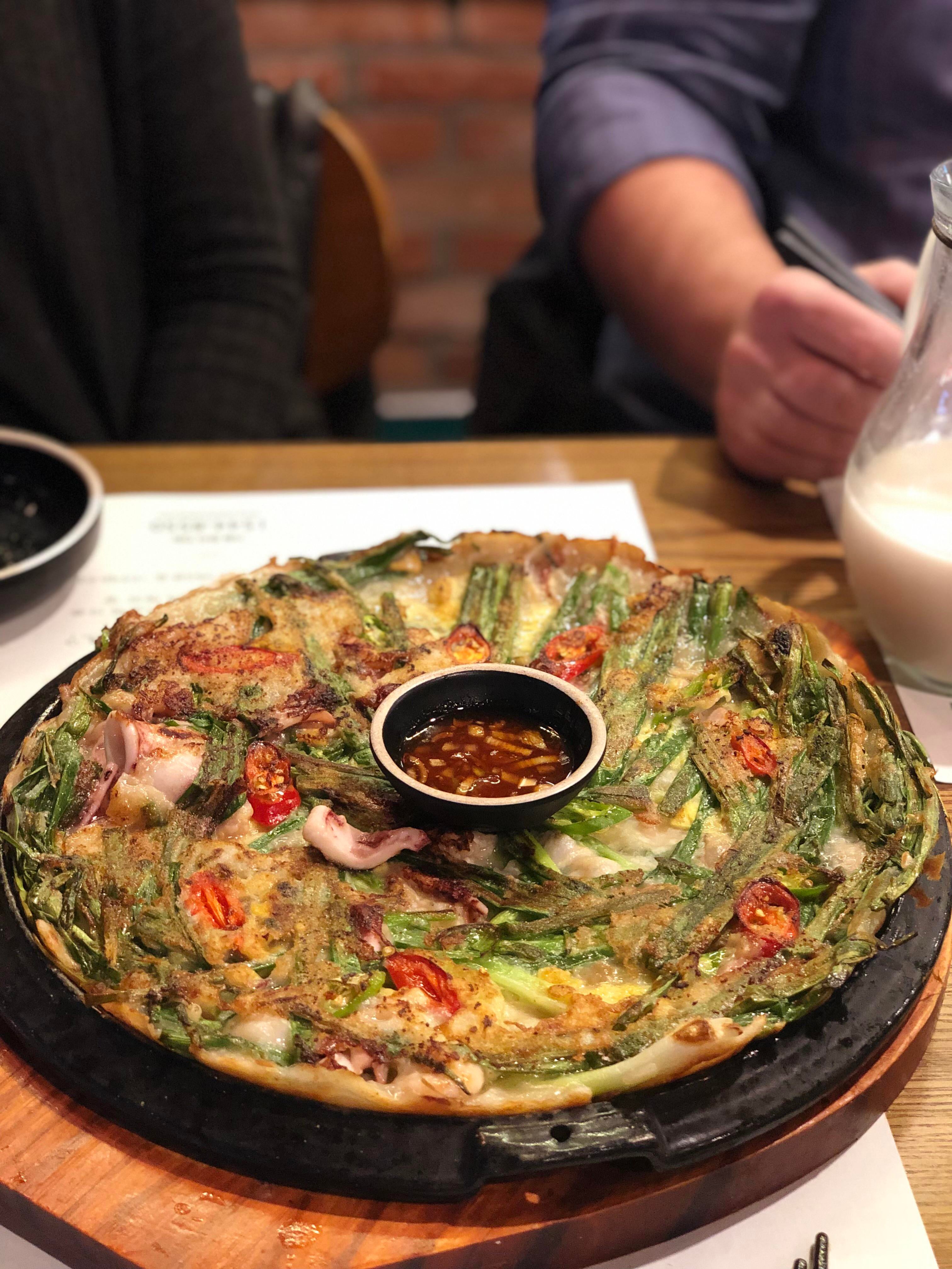 Haemul Pajeon (Seafood Scallion Pancake) - Gangnam area, Seoul - Dining ...