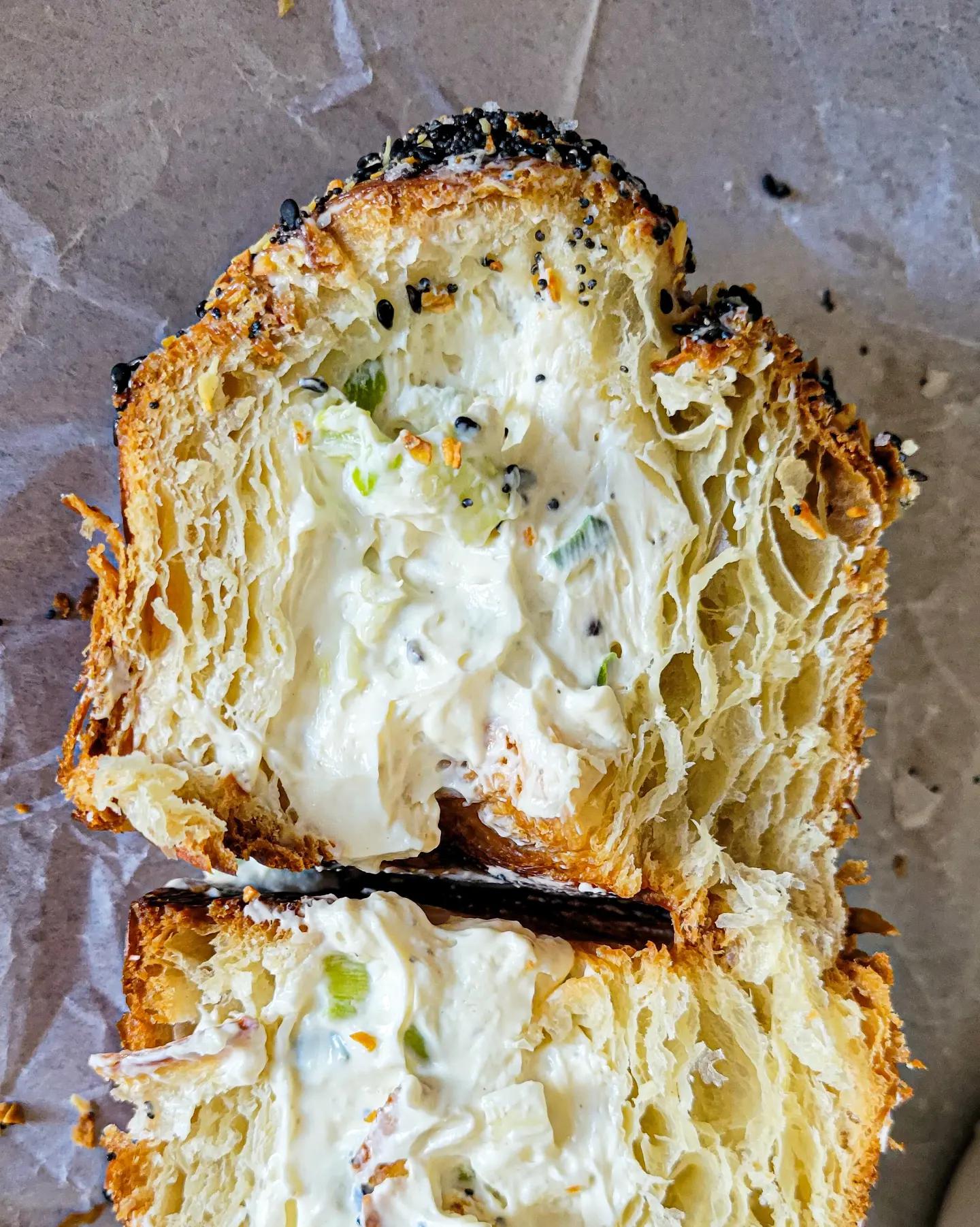 Everything cruffin with scallion cream cheese - Dining and Cooking