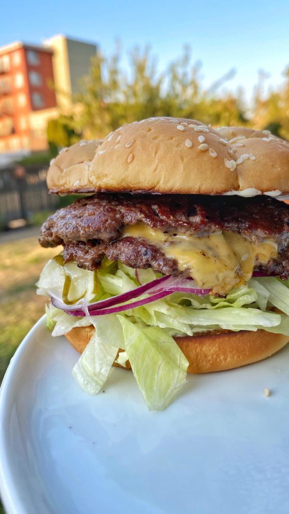 Double cheese smash with wagyu ground beef, pickles, red onion ...