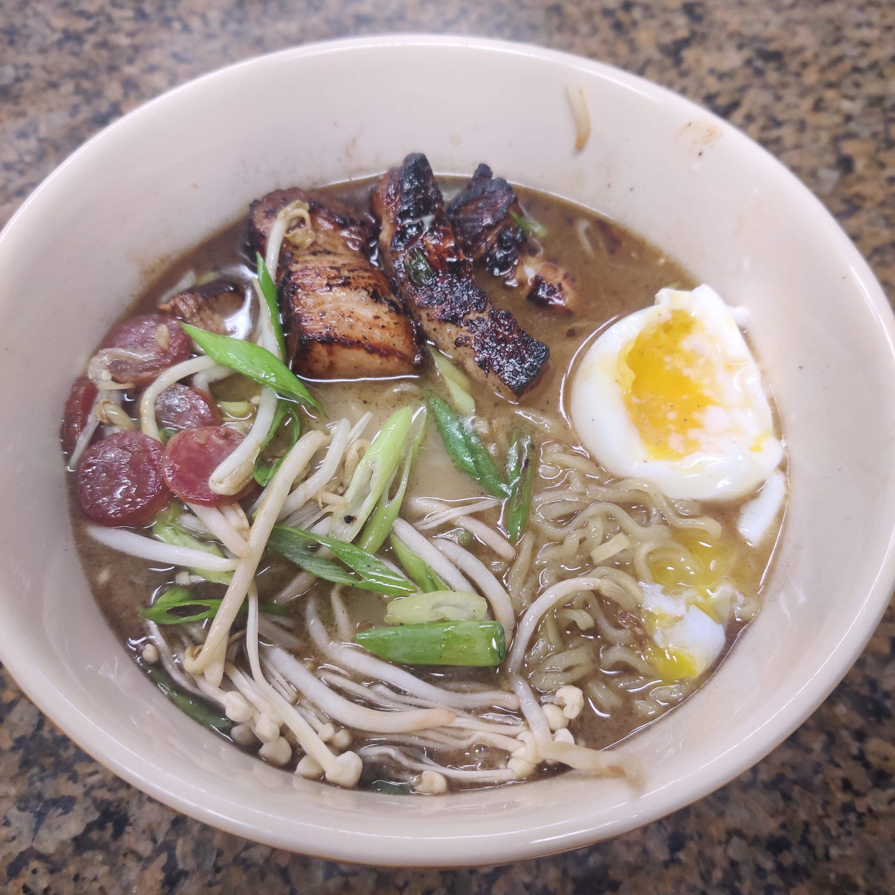 Nongshim black garlic Tonkotsu with a little help, chaschu pork belly ...
