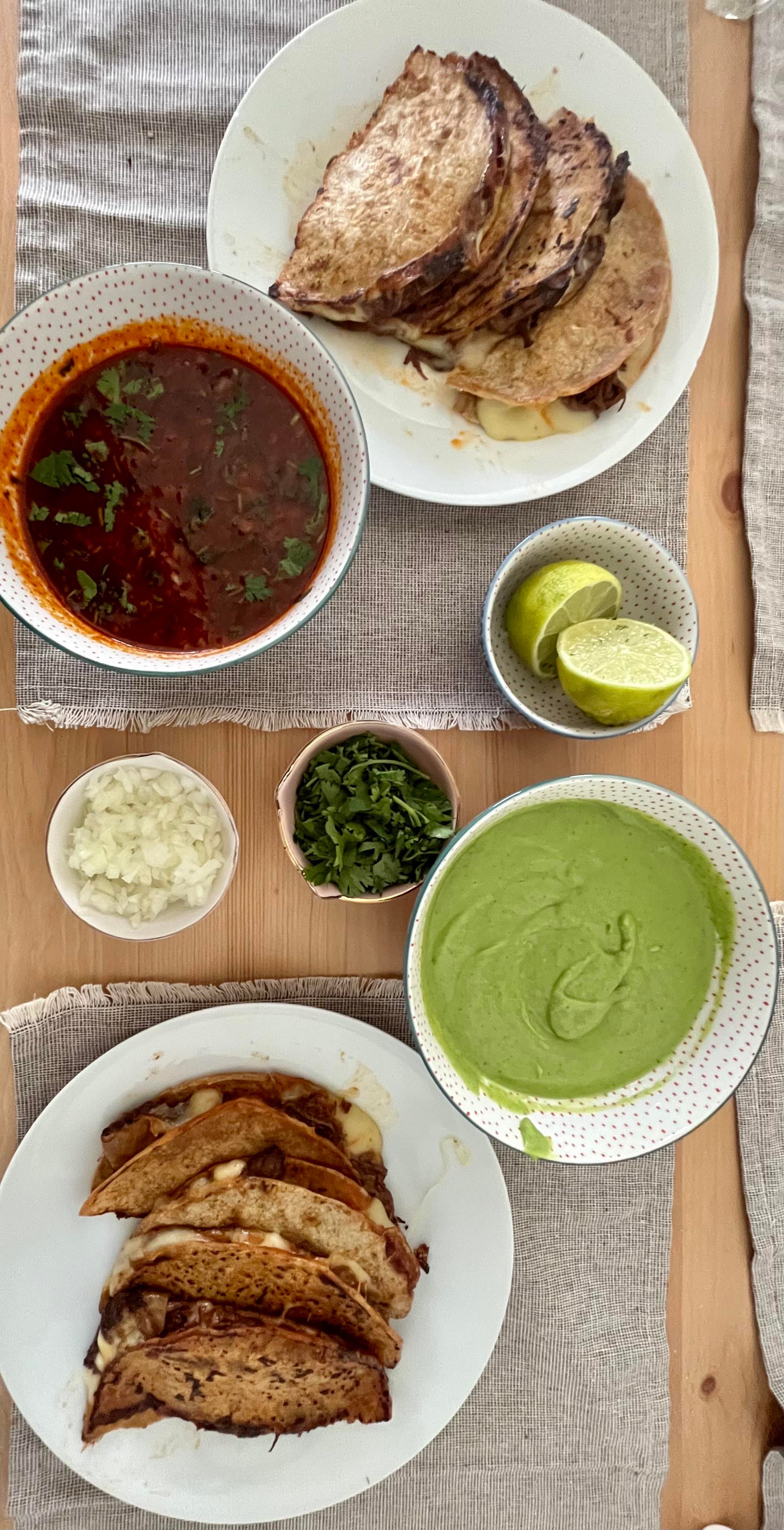 [Homemade] Birria tacos with an avocado and cilantro salsa - Dining and ...