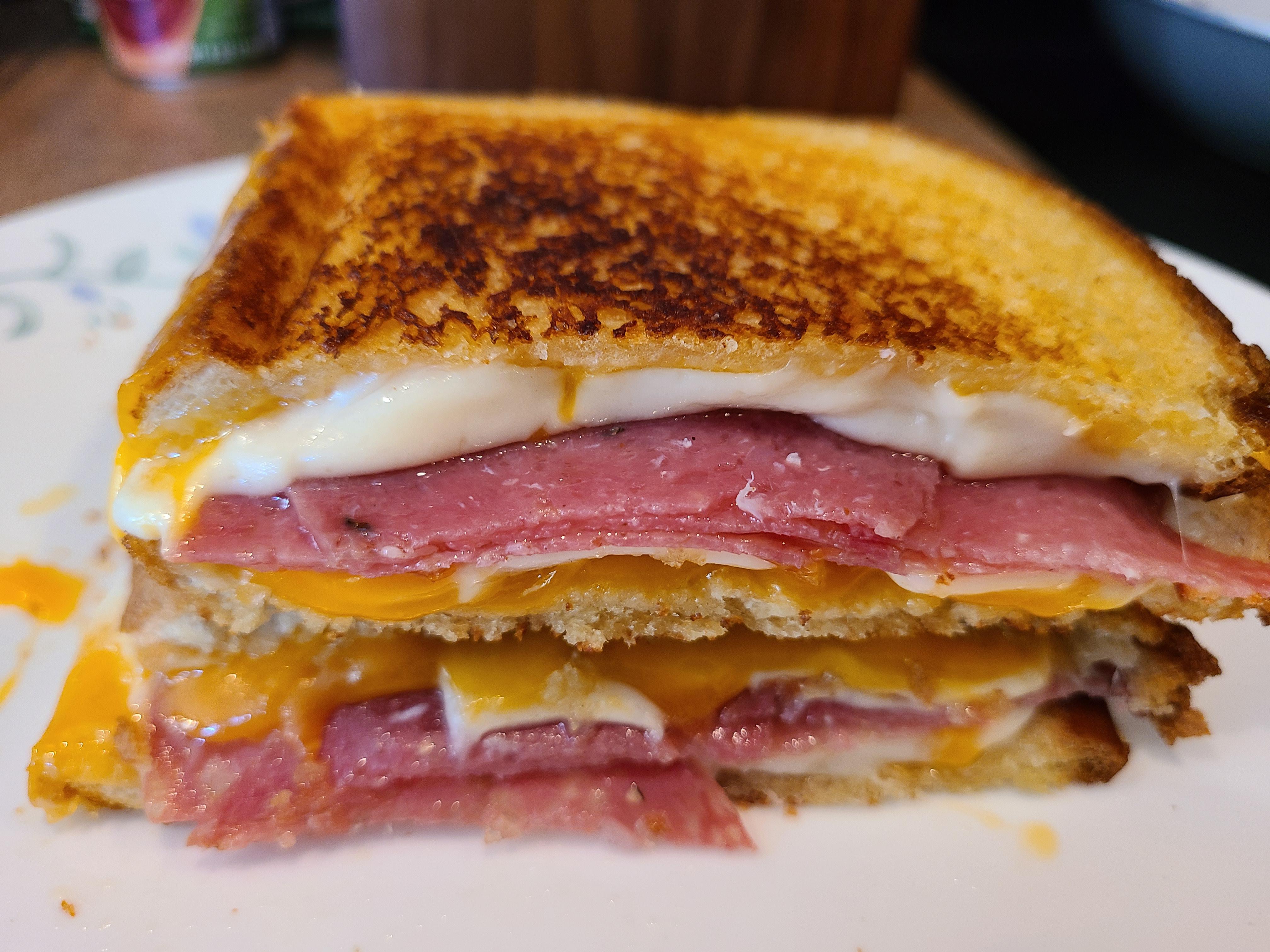 (OC) Grilled Sourdough, Sharp Cheddar, Provolone, Salami Sandwich ...