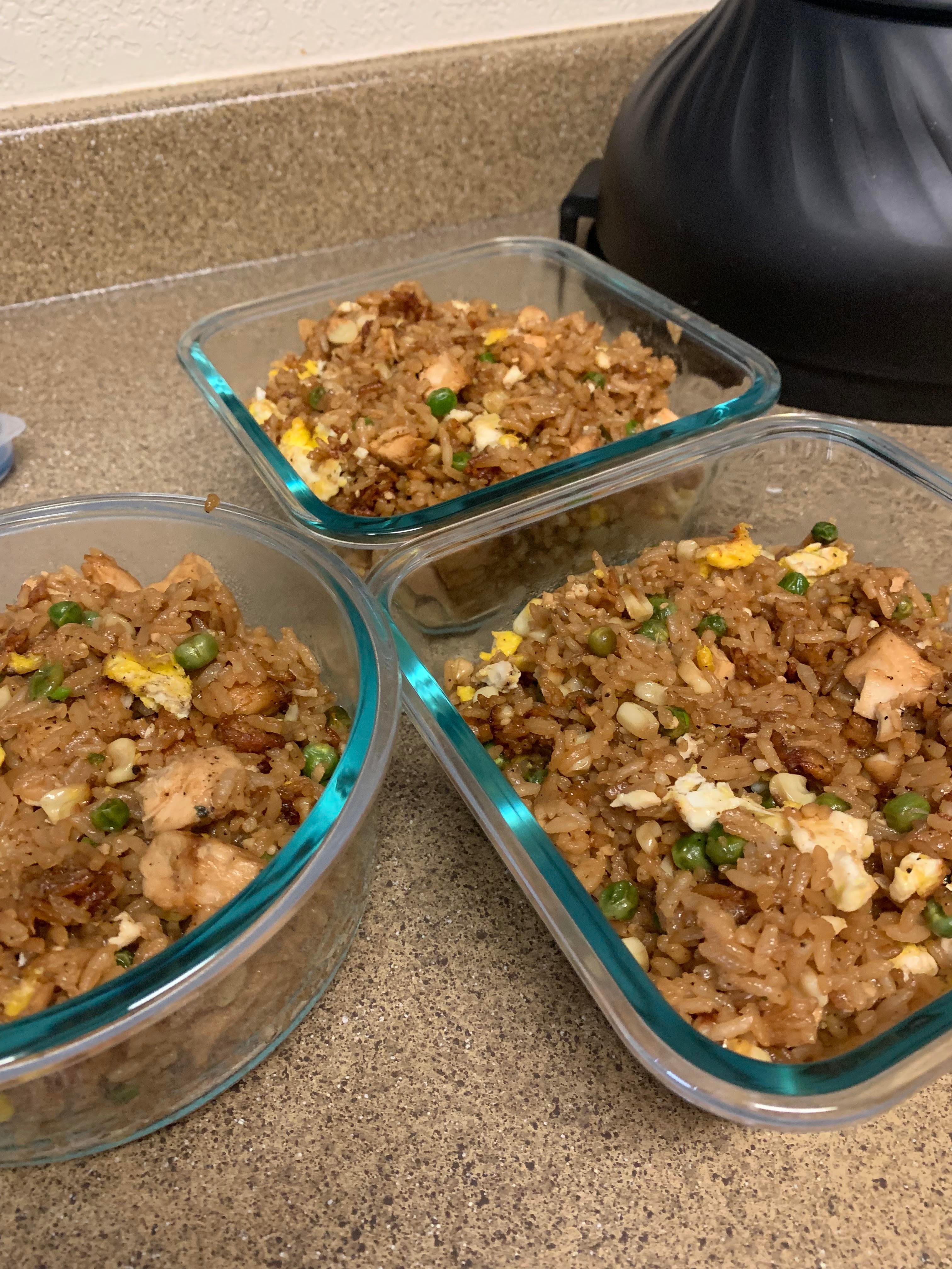 Mid week meal prep for the rest of the work week. Air fried chicken ...
