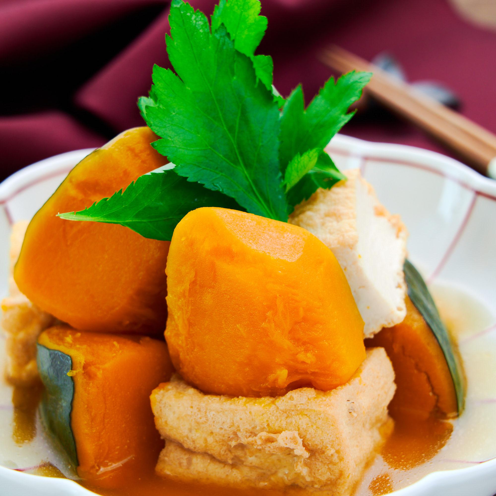 Kabocha no Nimono (Simmered Japanese Pumpkin) - Dining and Cooking