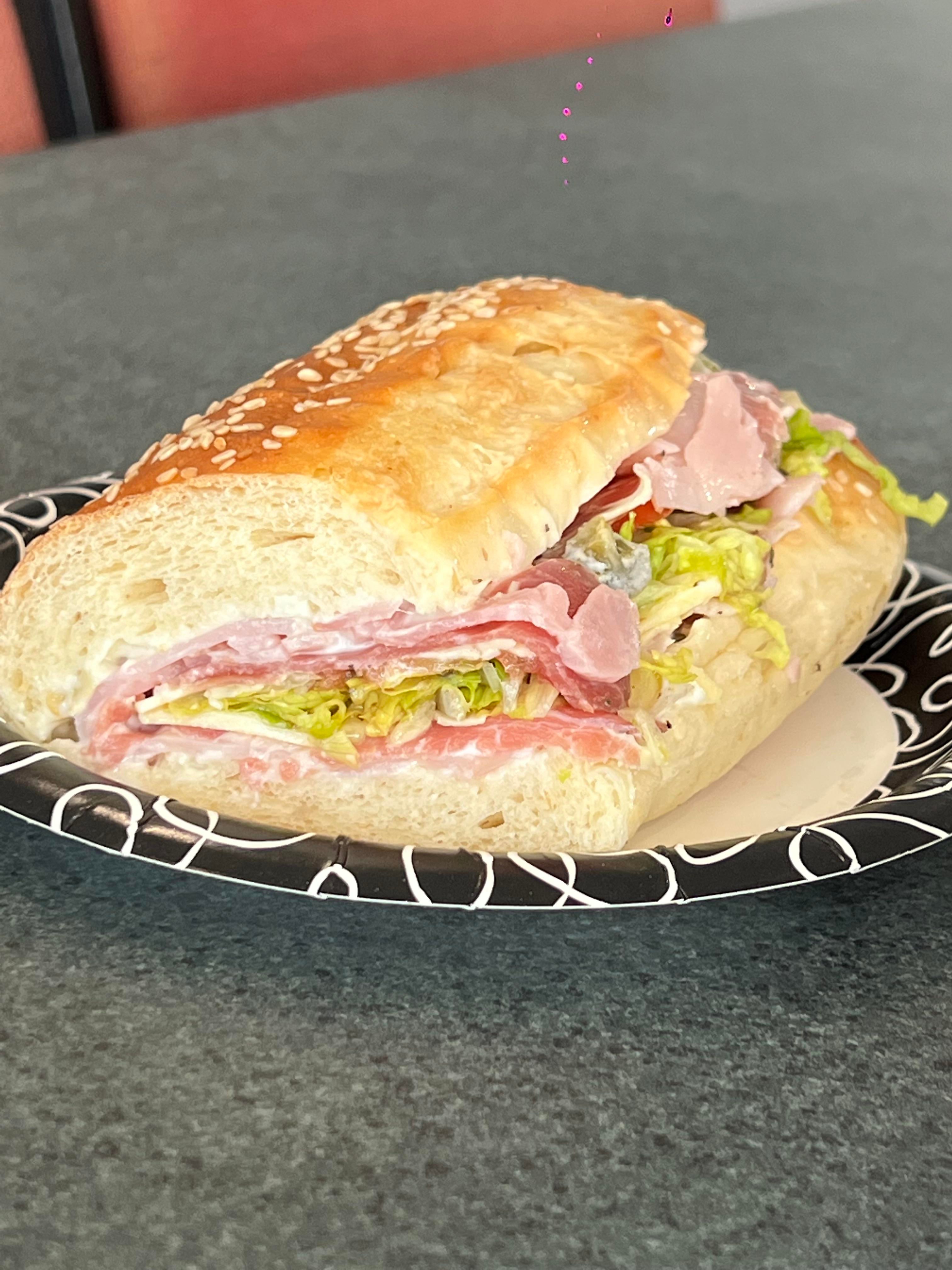 Homemade hoagie, Jalapeño mayo, Coppa, Leg ham, sharp cheddar ...