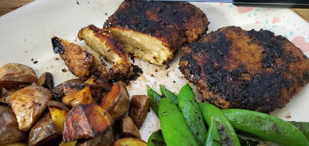 Who made Seitan, jerk marinade, potatoes, snap peas, side of msc ...