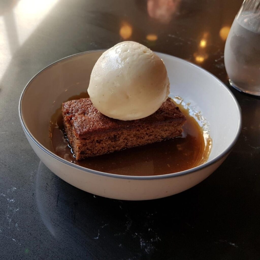 [OC] Sticky toffee pudding with vanilla ice cream from one of Gordon ...