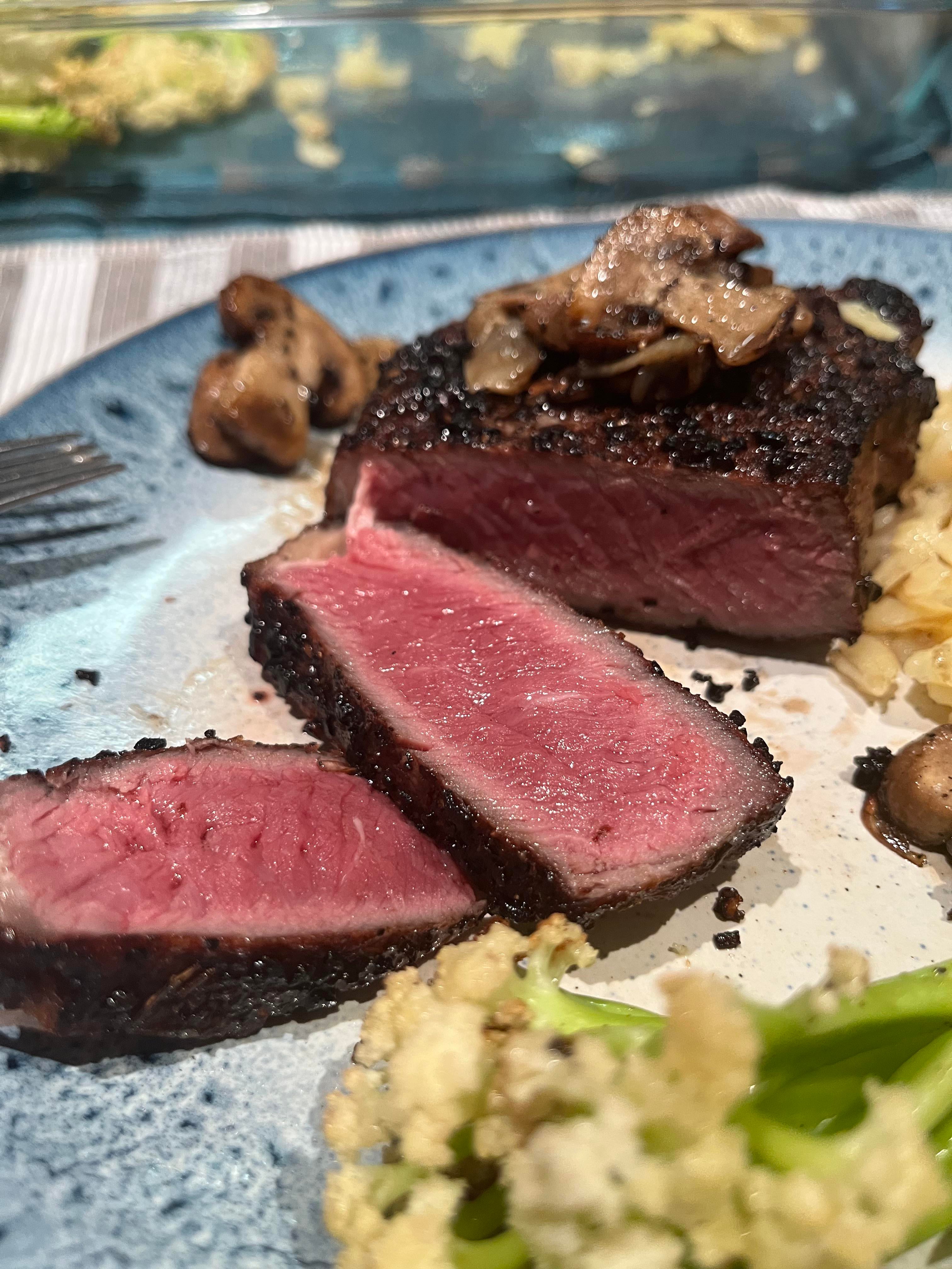 Rib fillet steak pan seared in bacon fat to rare. Serviced with a cross ...