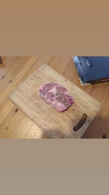 ribeye lip-off, reverse seared with full seasoning and painted in ...