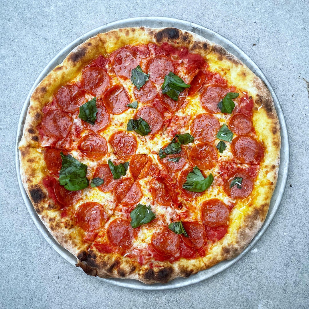 14” pepperoni, plain from the outdoor oven - Dining and Cooking