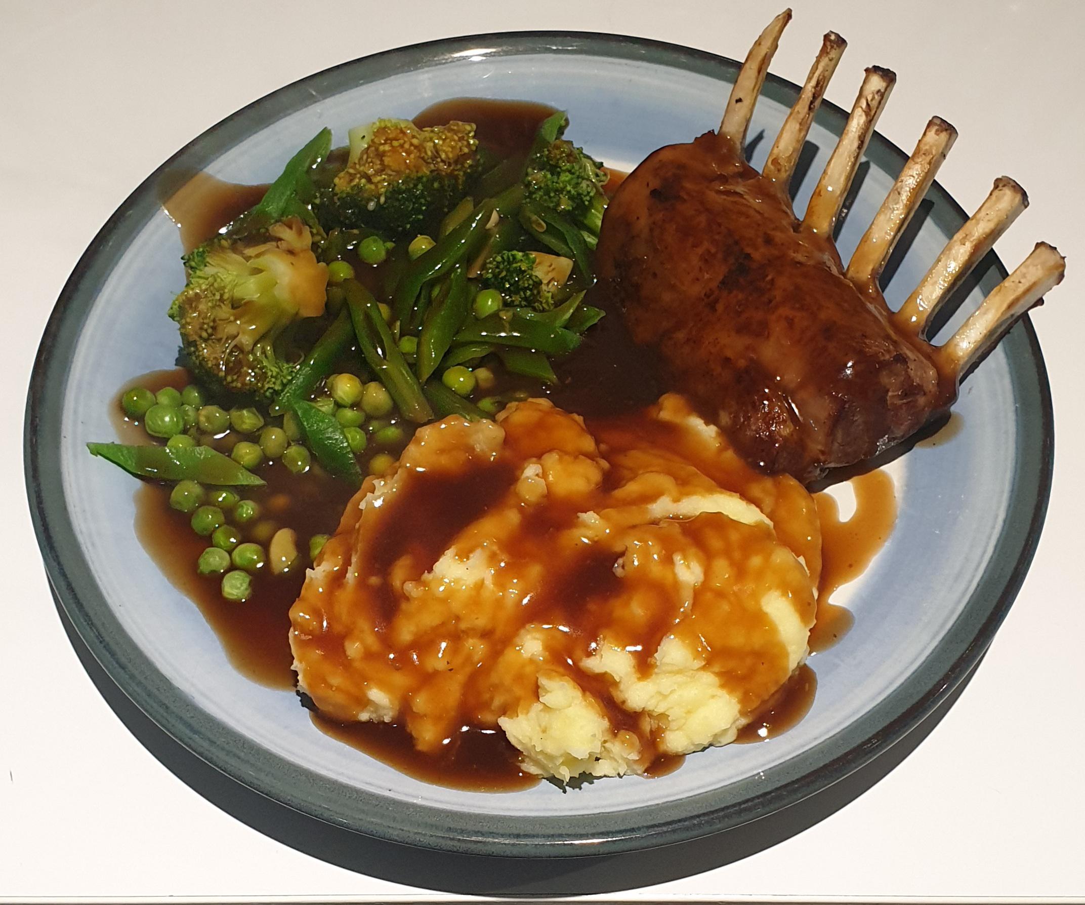 Rack of lamb with mash and veggies. - Dining and Cooking