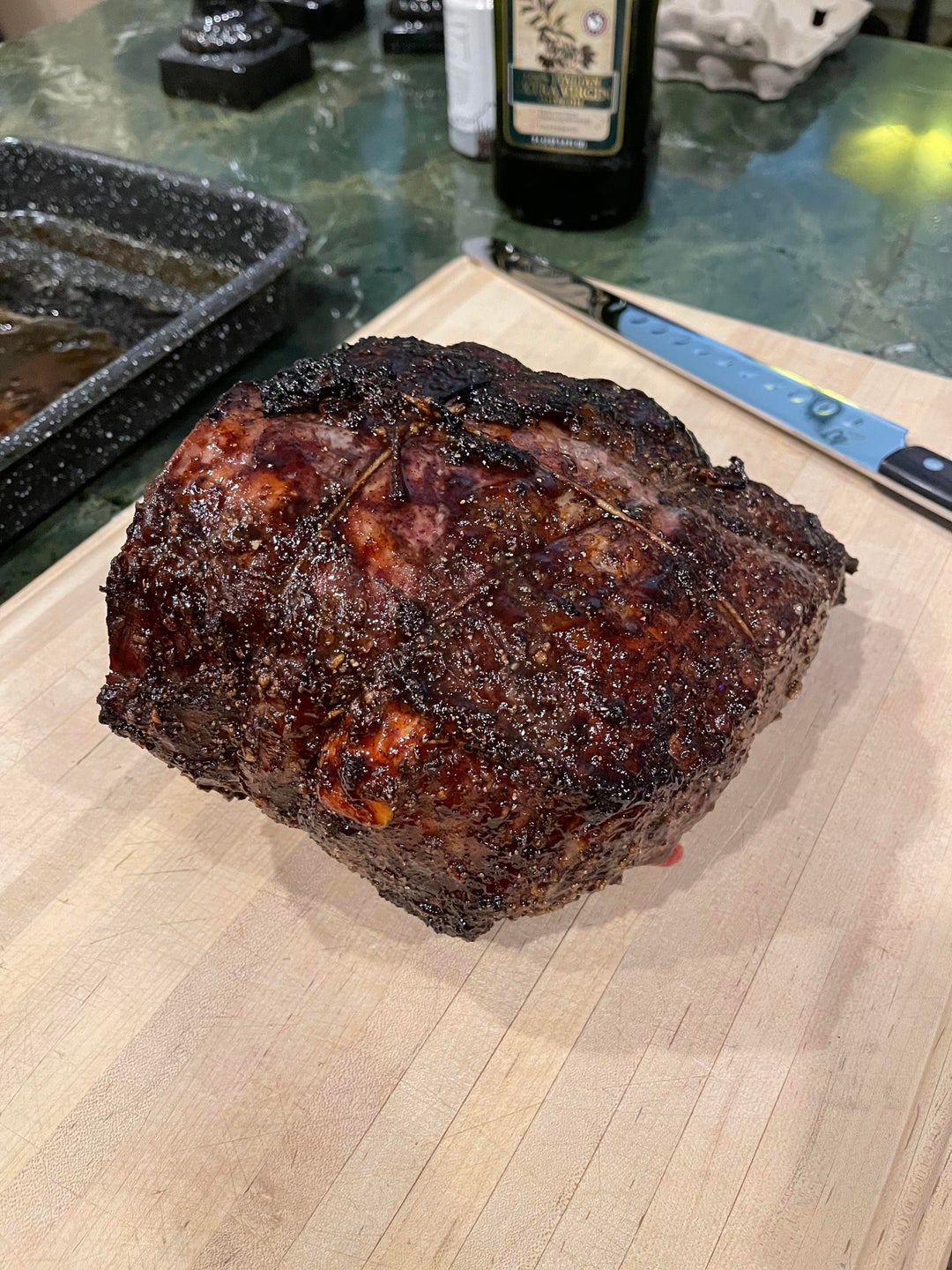 Standing rib roast with a port and fig reduction (then sliced into ...